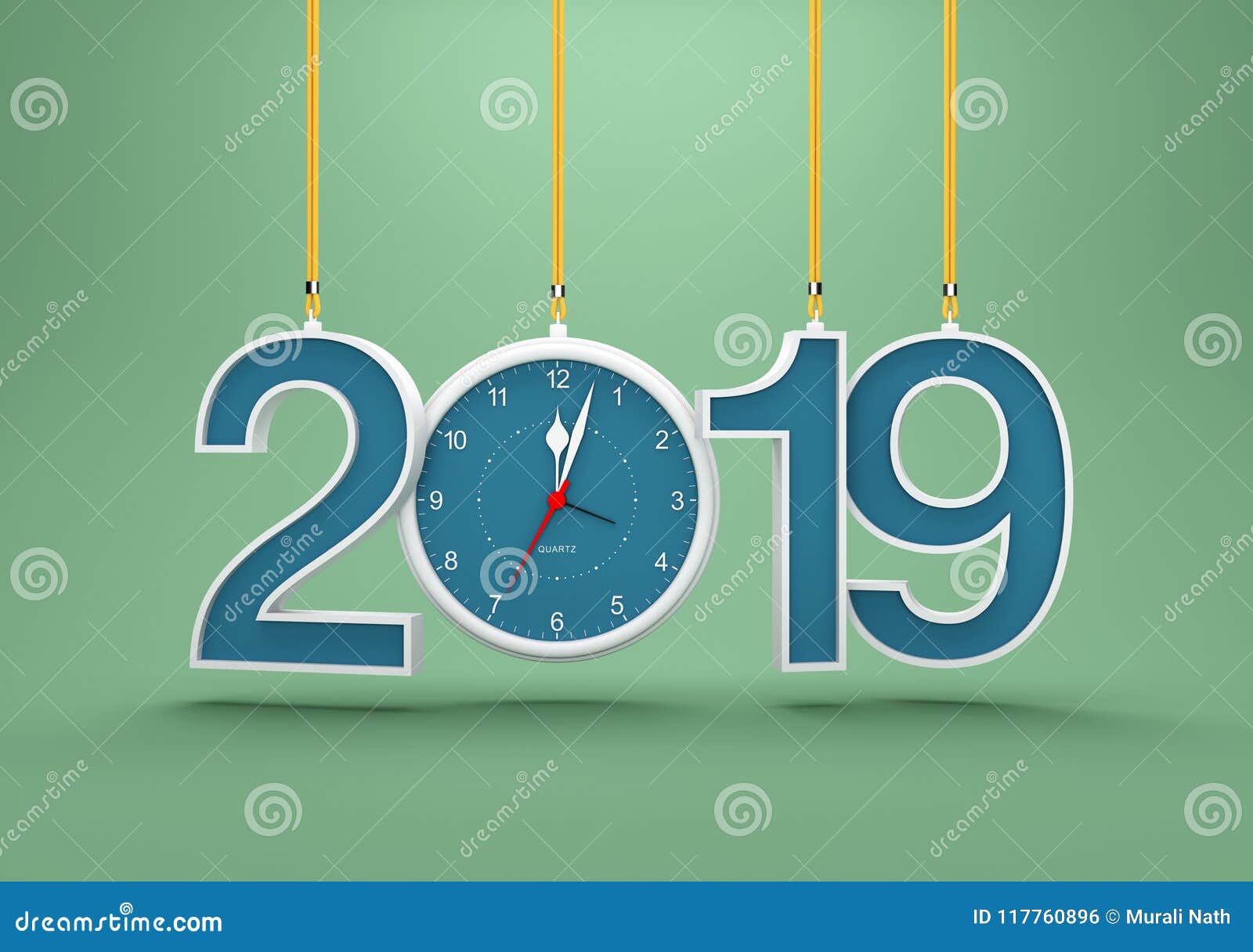 New Year 2019 Creative Design Concept with Clock Stock Illustration ...