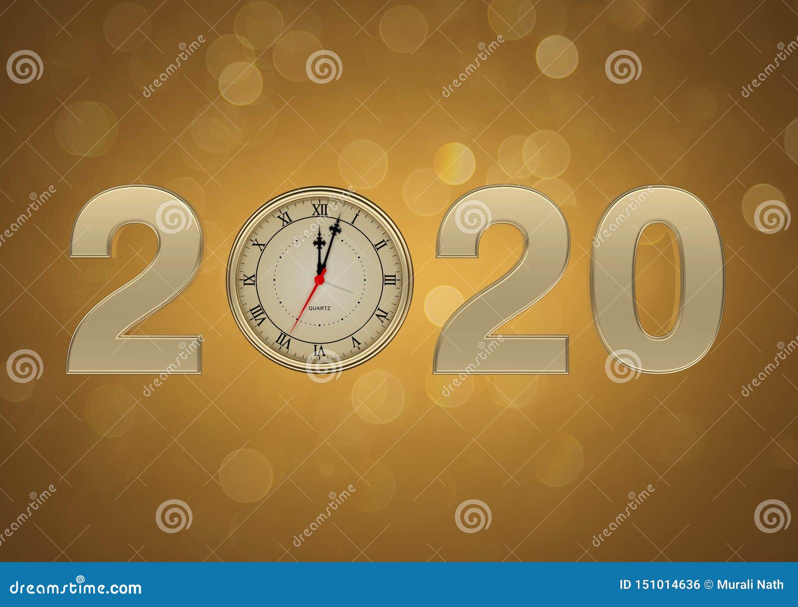 New Year 2020 Creative Design Concept with Clock Stock Illustration ...