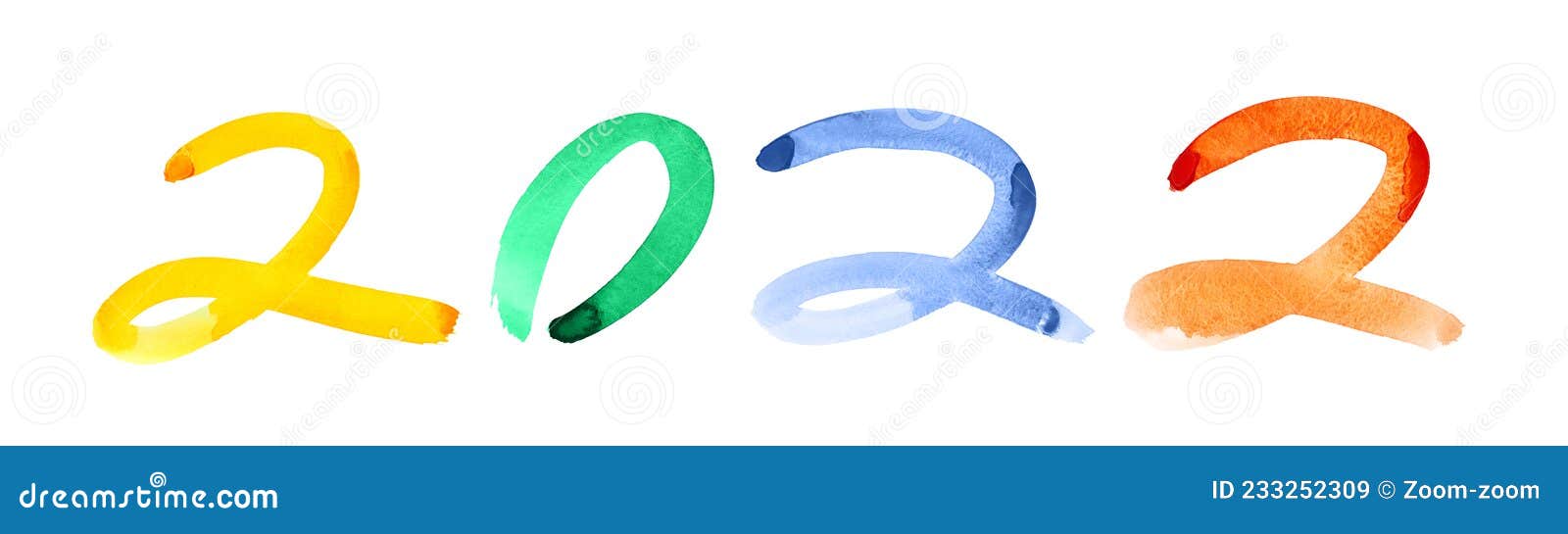New Year 2022 - Cursive Colorful Numbers Stock Image - Image of doodle ...