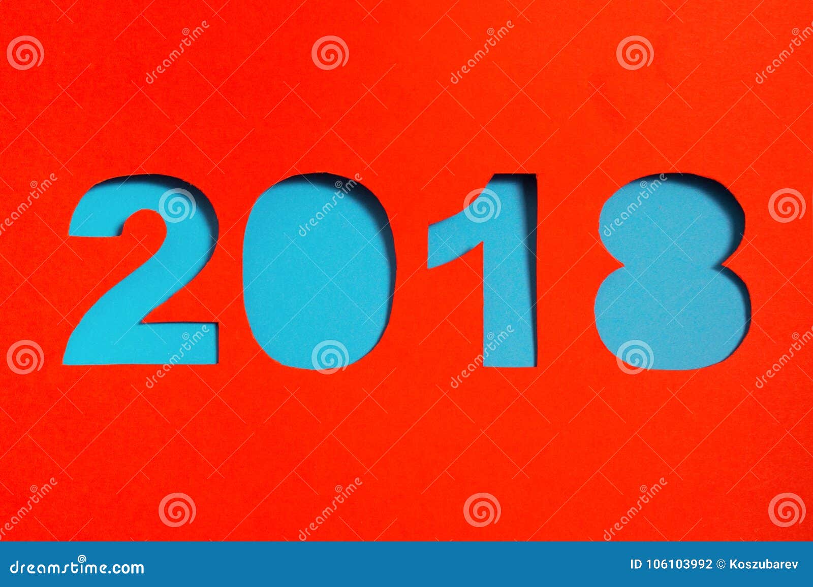 2018 New Year Cut from Red Paper Stock Photo - Image of applique ...