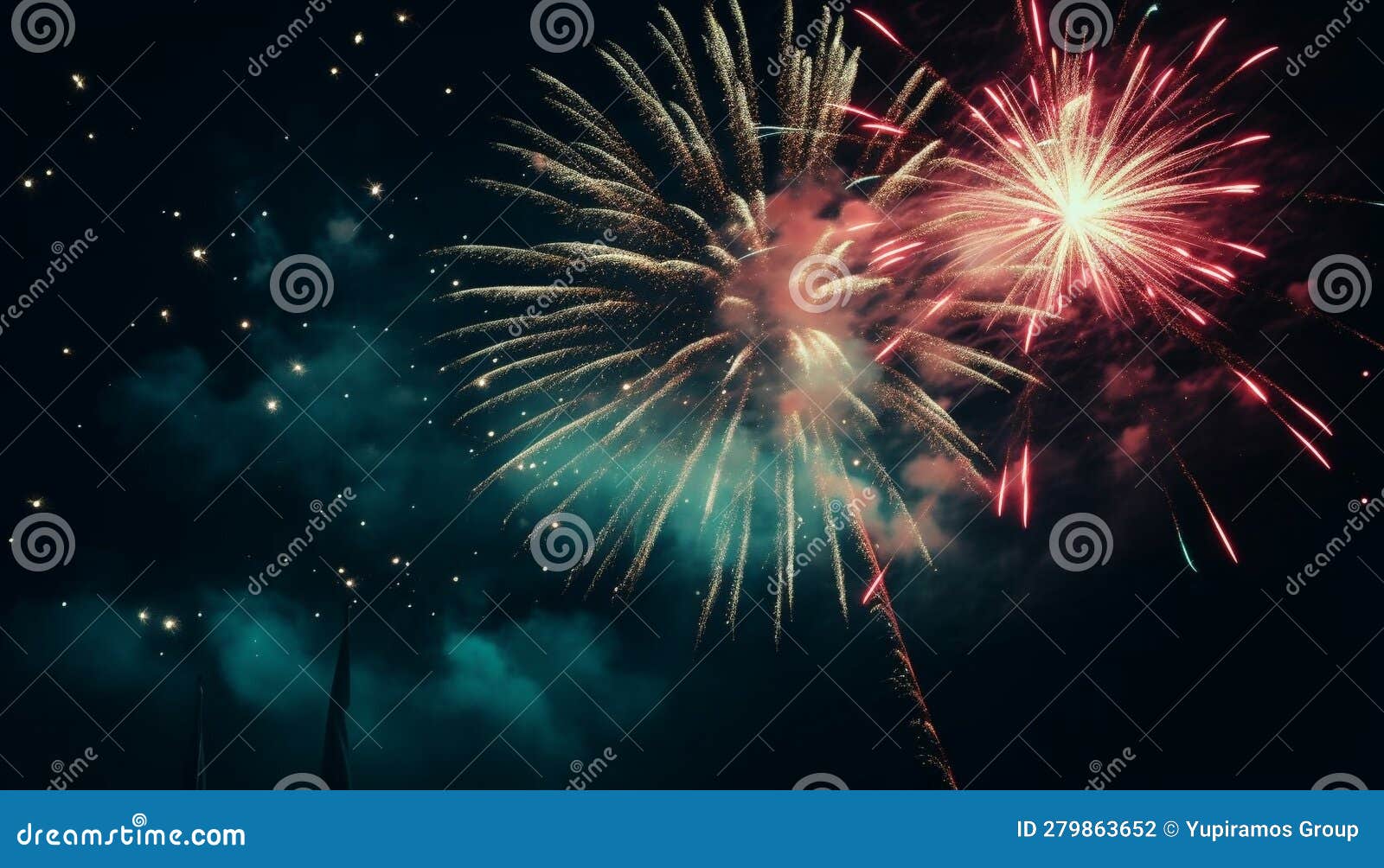 New Year Day Bonfire Ignites Vibrant Firework Display, Exploding with ...