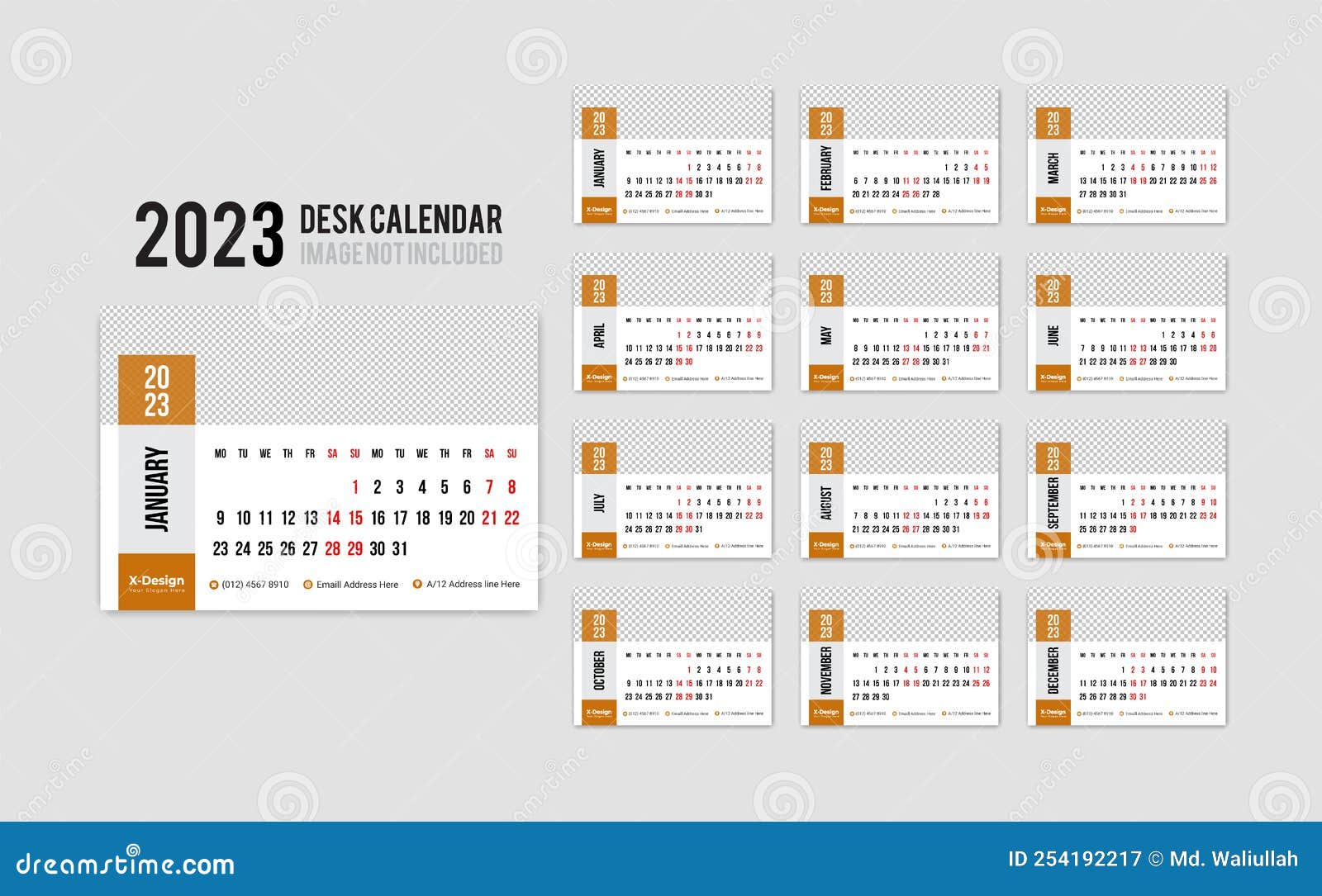 New Year 2023 Desk Calendar Template Stock Vector - Illustration of ...