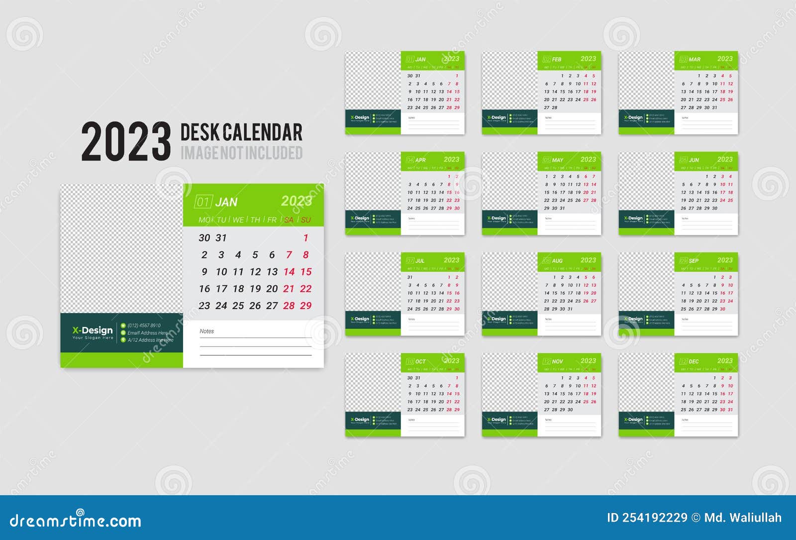 New Year 2023 Desk Calendar Template Stock Vector - Illustration of ...