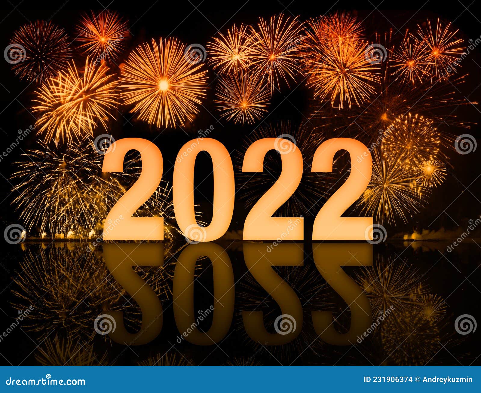 2022 New Year Digits in Front of Fireworks Stock Photo - Image of ...
