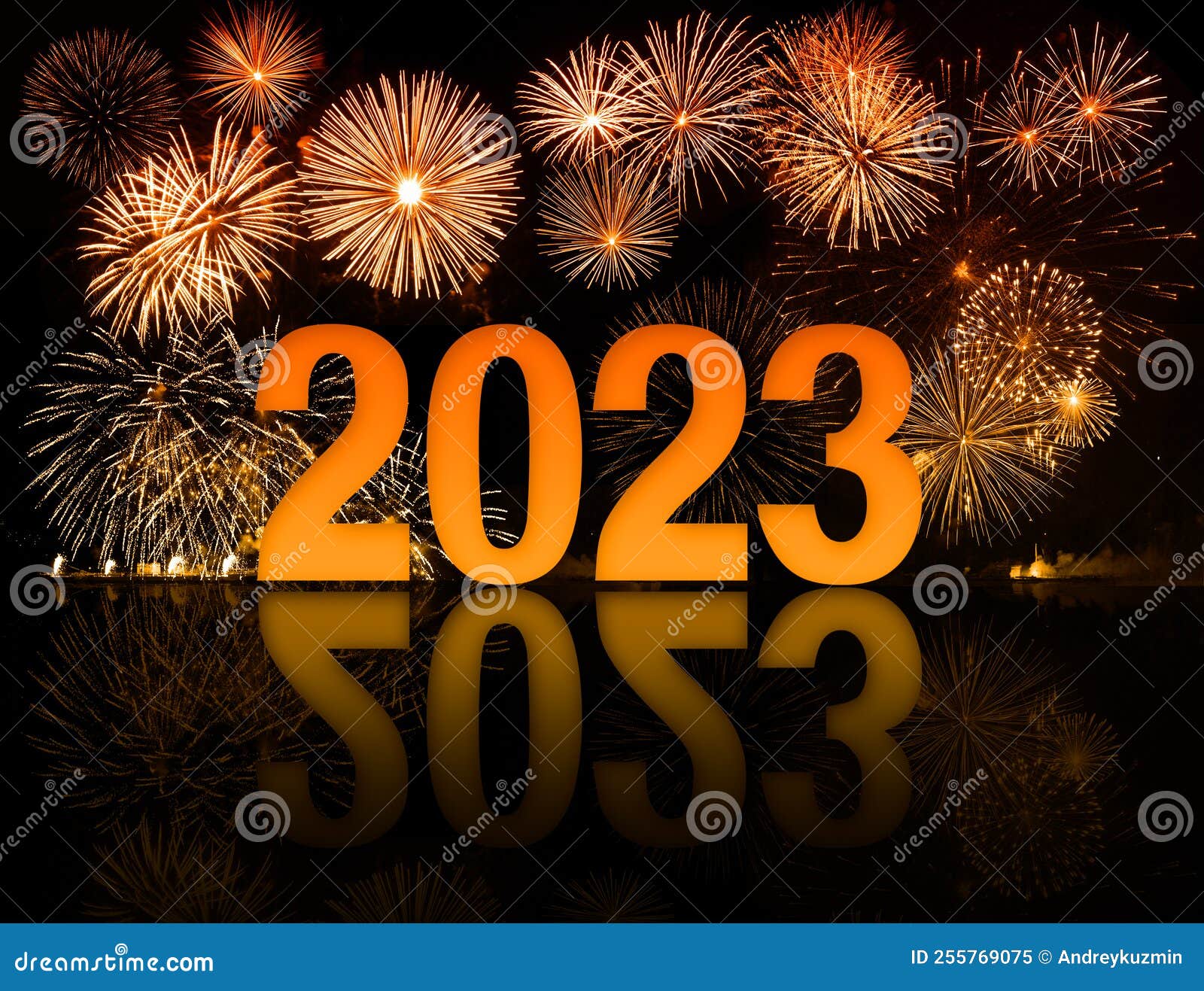 2023 New Year Digits in Front of Fireworks Stock Image - Image of ...