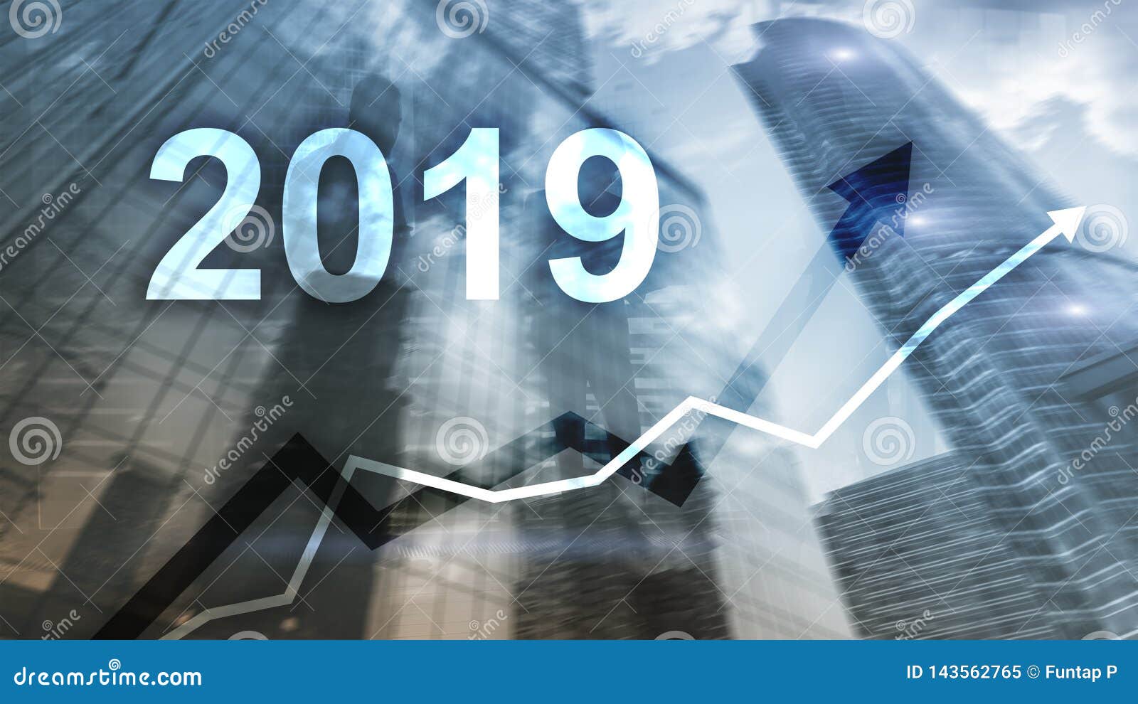New Year 2019 Financial Growth Graph on Blurry Business Background ...