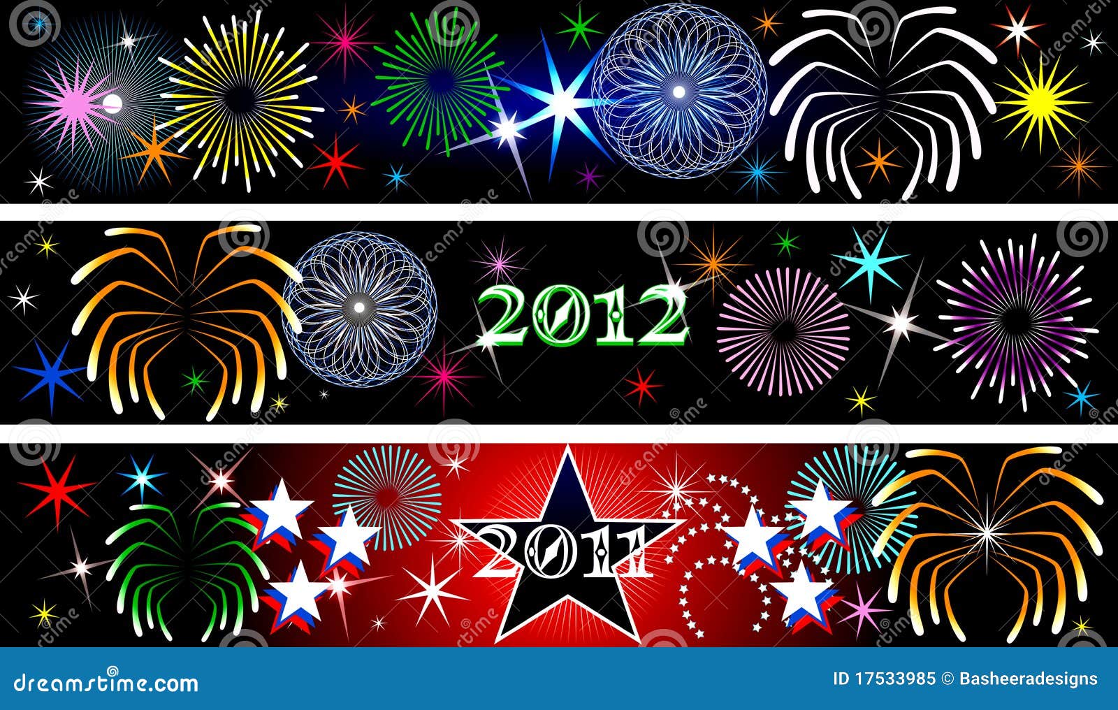 New Year Firework Banners stock vector. Illustration of card - 17533985