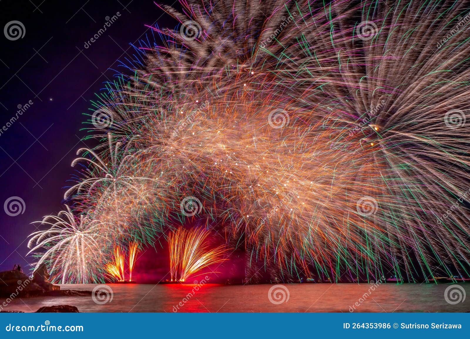 New year firework in japan stock photo. Image of hanabi - 264353986