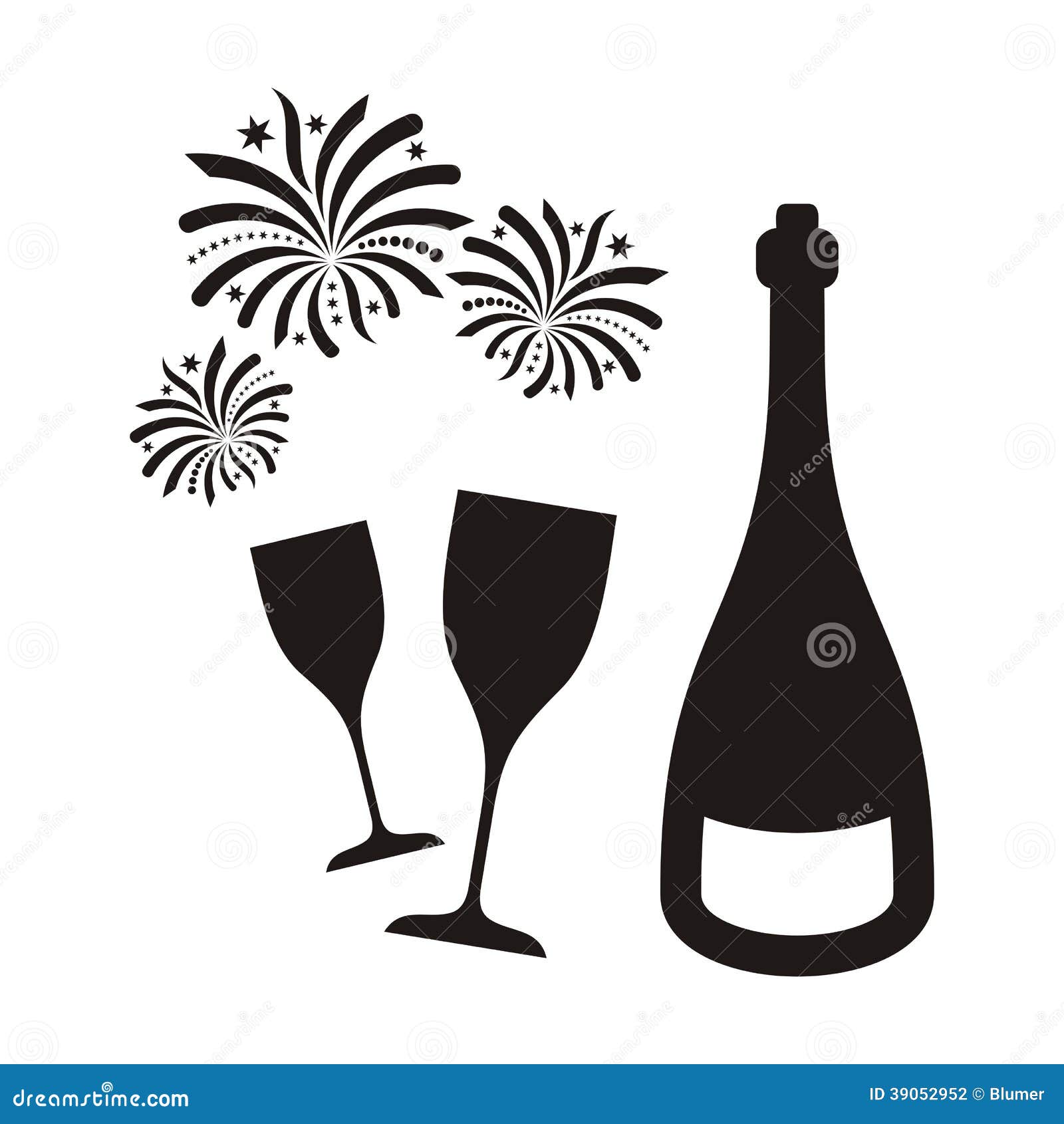 New Year Fireworks and Champagne Stock Vector - Illustration of stars ...