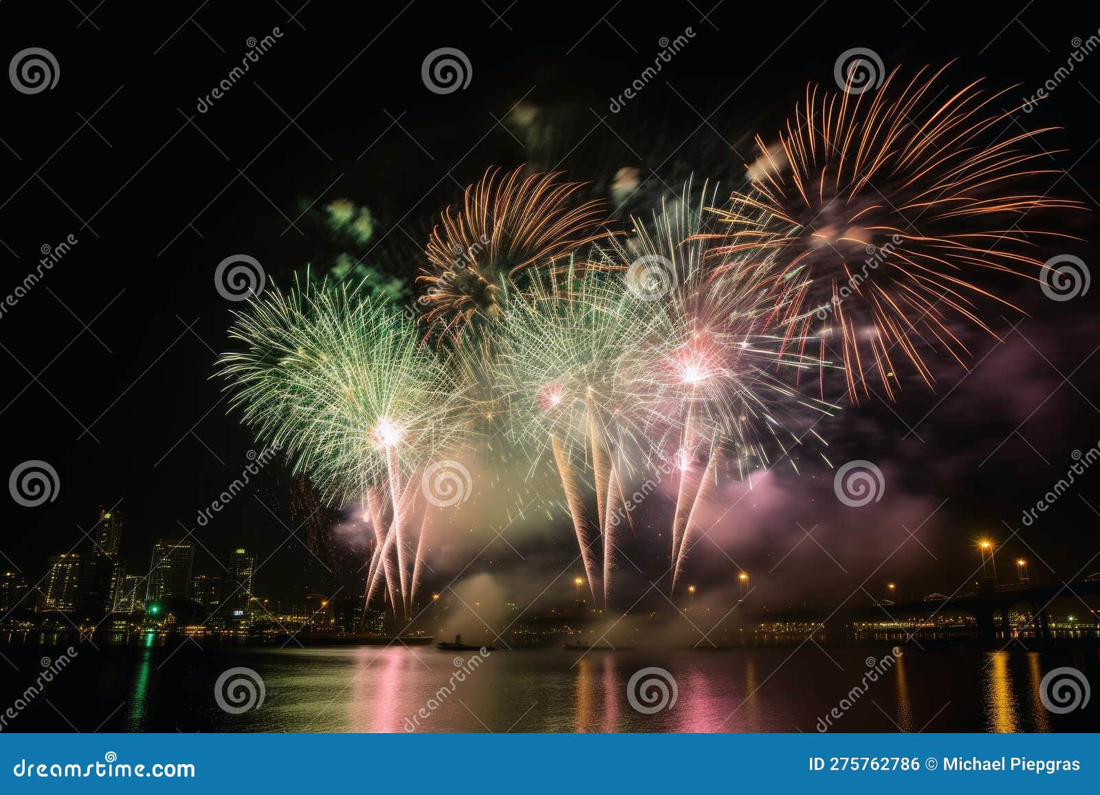 New Year Fireworks in the City Background Created with Generative AI ...