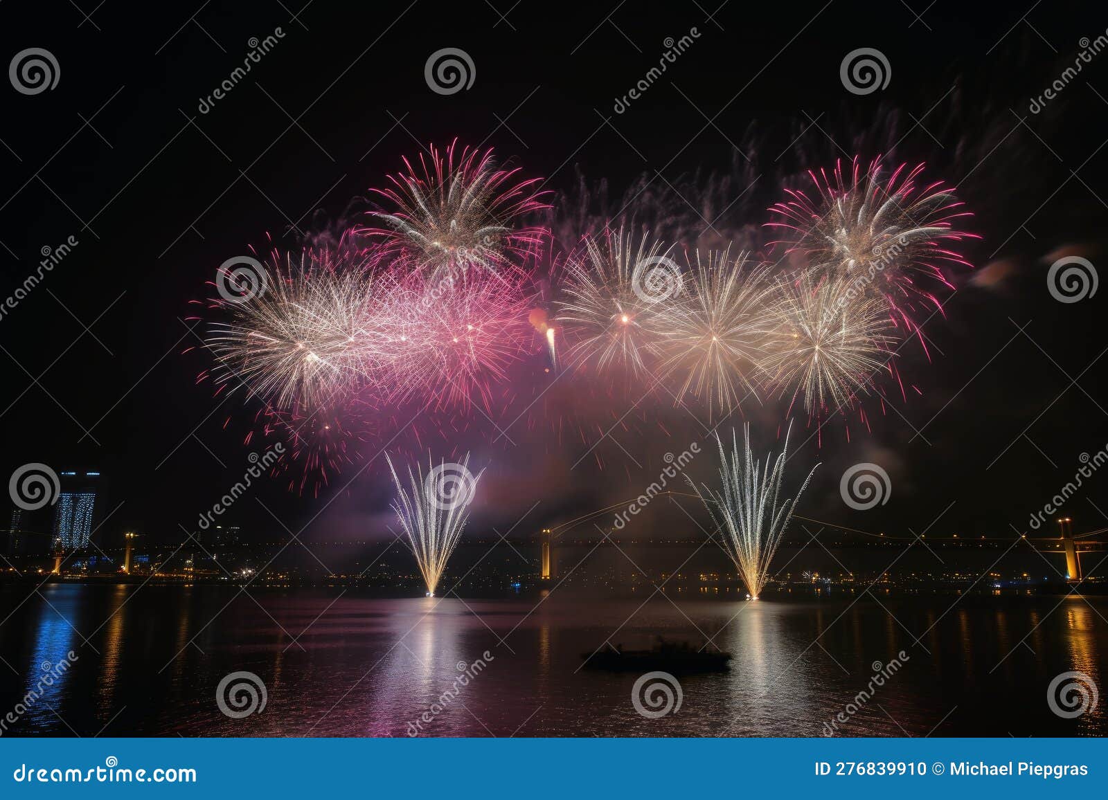 New Year Fireworks in the City Background Created with Generative AI ...