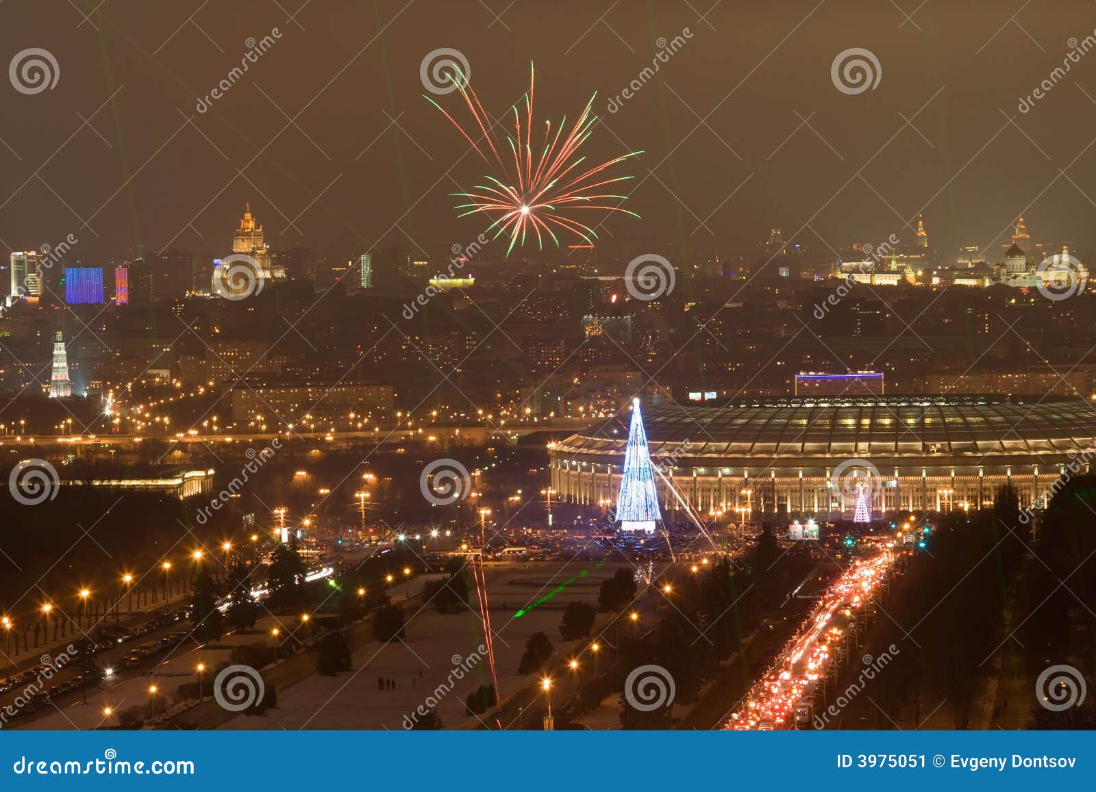 New Year Fireworks in Moscow City Stock Image - Image of stadium ...