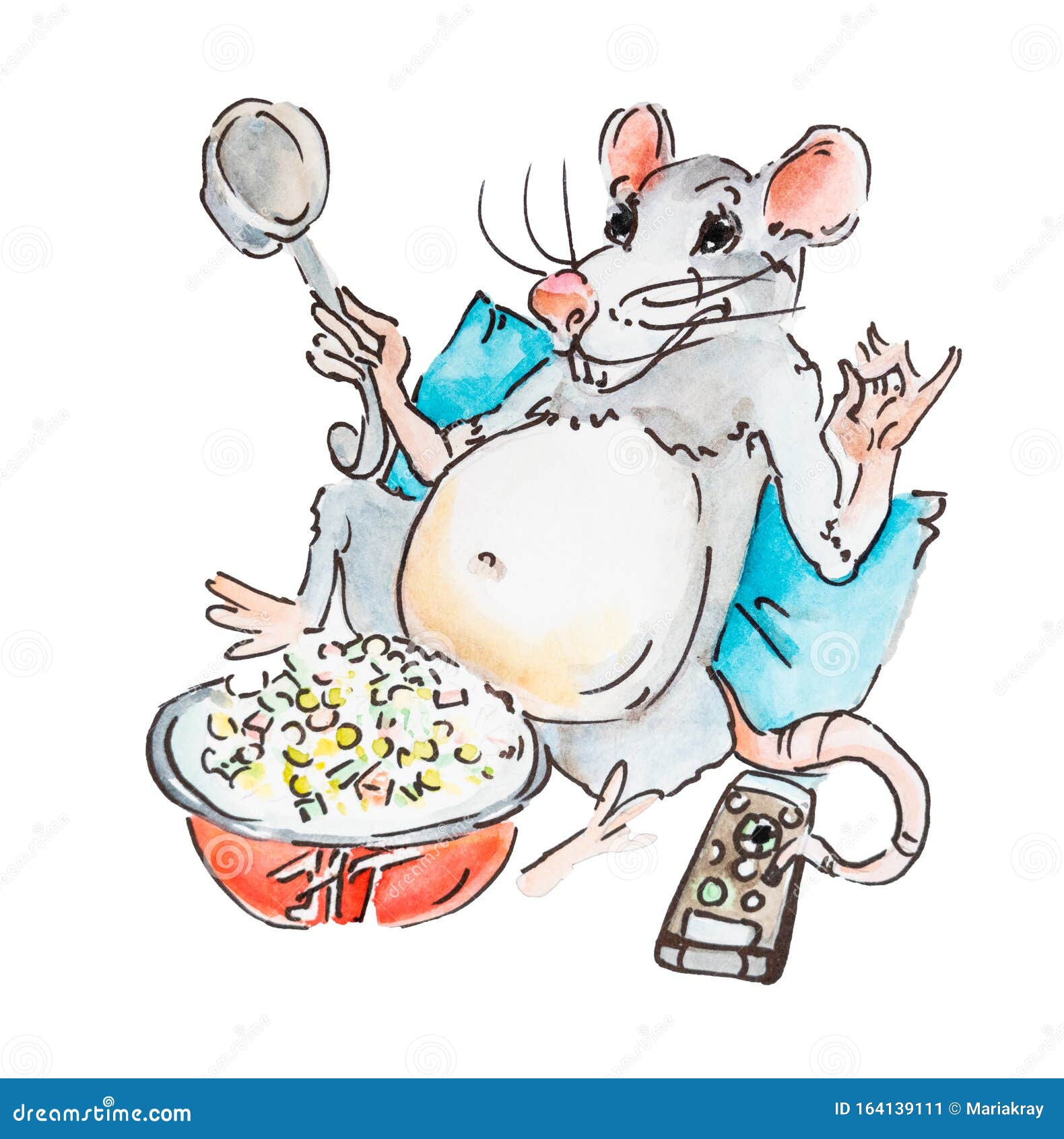 New Year, Funny Happy Mouse or Rat Watching TV and Eating Stock ...