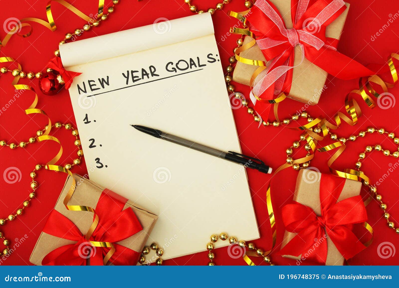 New Year Goals Plan in a Notebook Stock Image - Image of business ...