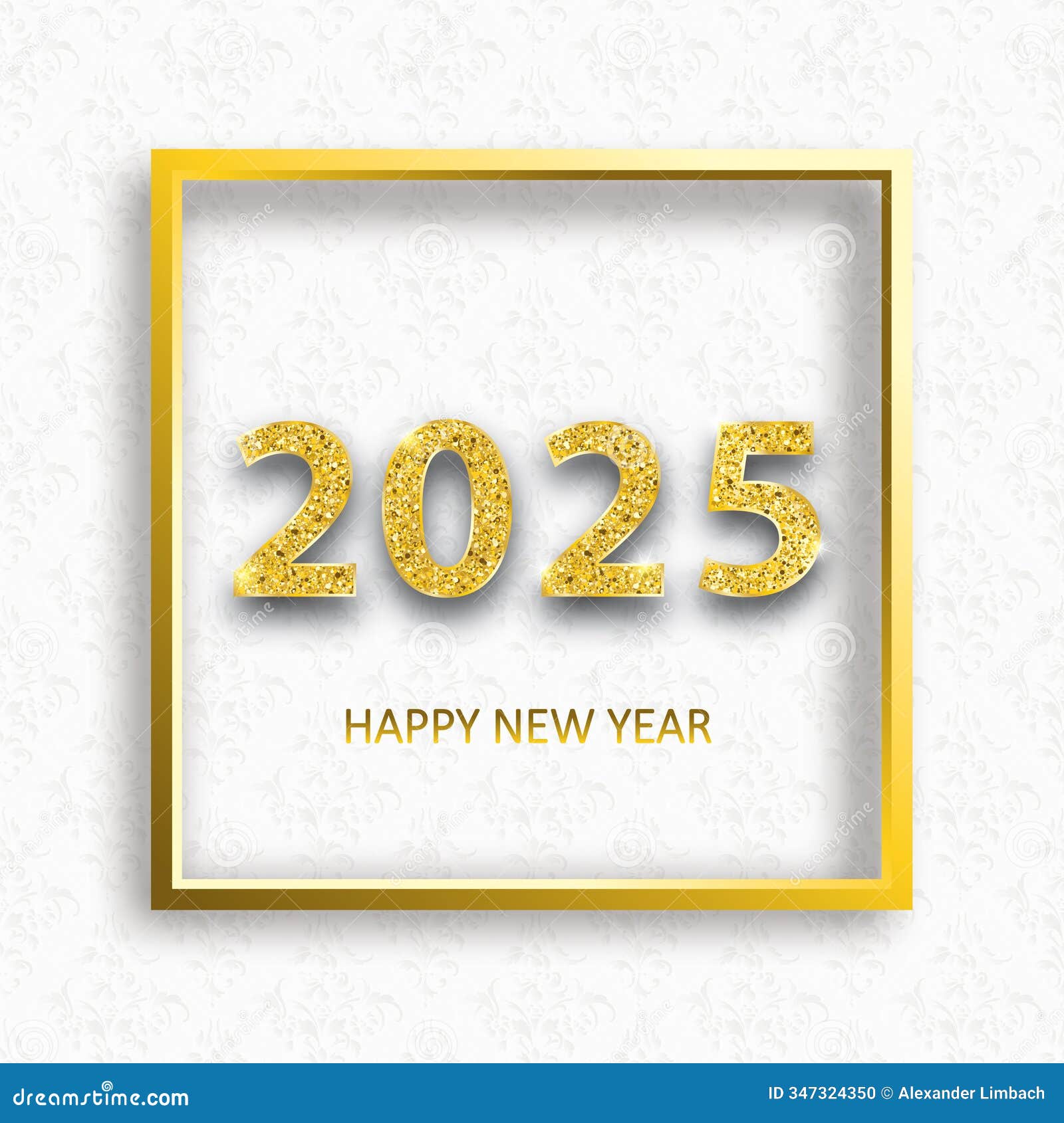 2025 New Year Golden Frame Ornaments Wallpaper Stock Vector ...