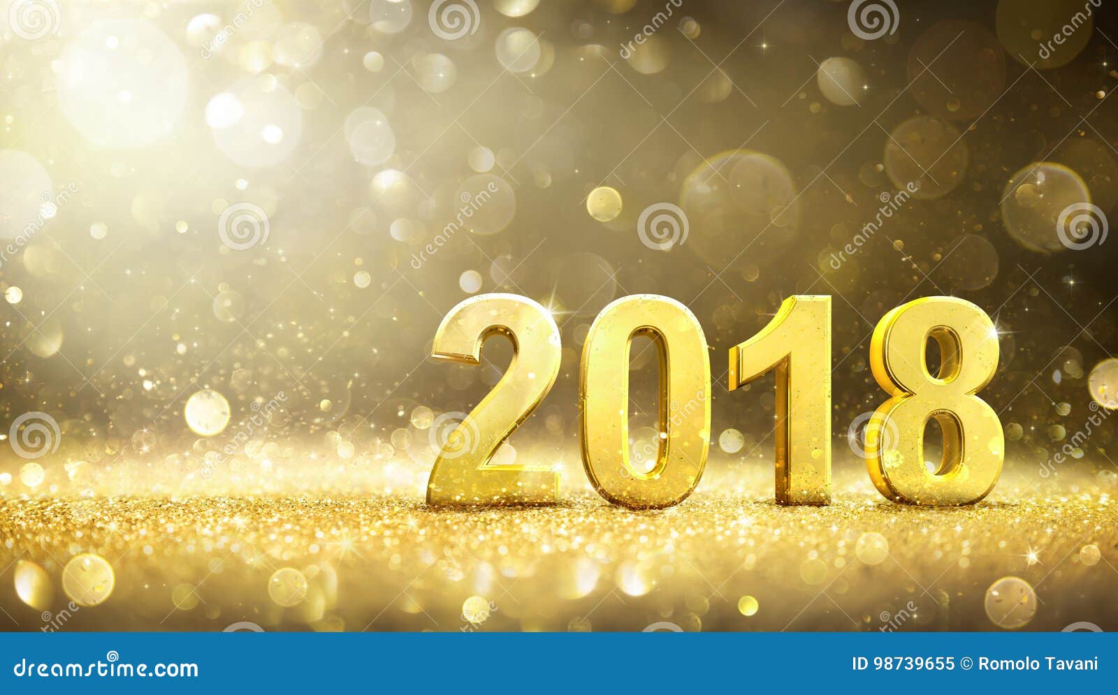 2018 - New Year - Golden Greeting Card Stock Image - Image of calendar ...