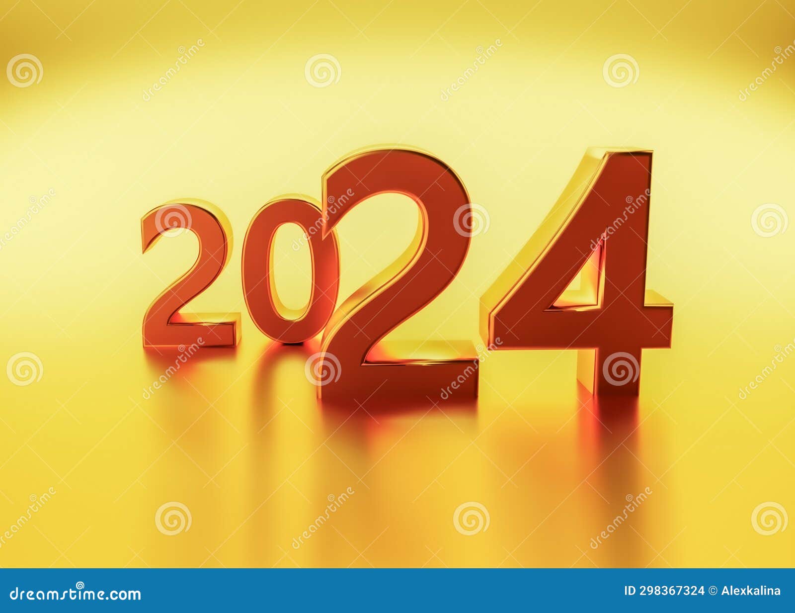 New Year Holiday Concept in Blue Colors. Number 2024 Stock Illustration ...
