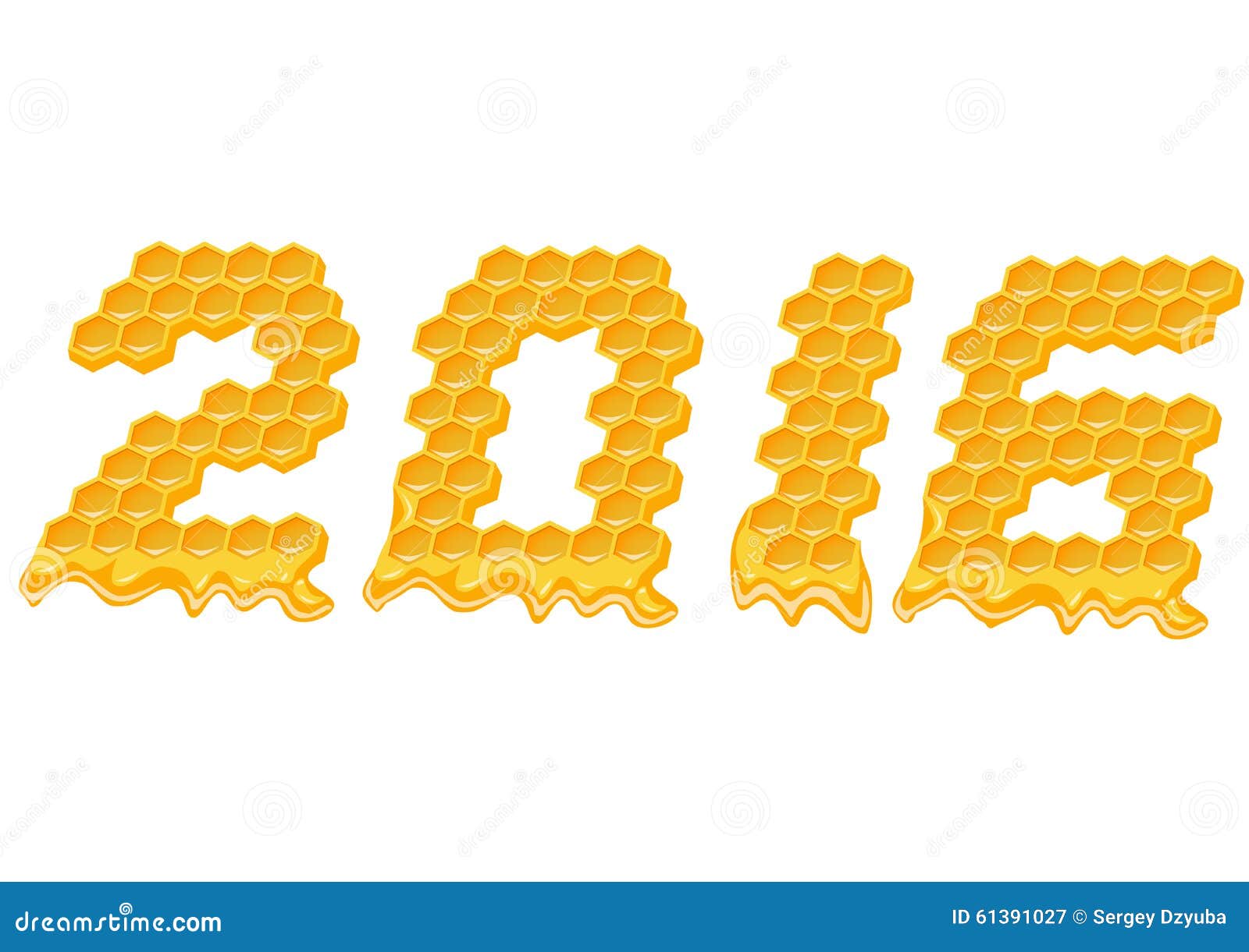New Year 2016. Honey Bee Cell Text Stock Vector - Illustration of ...