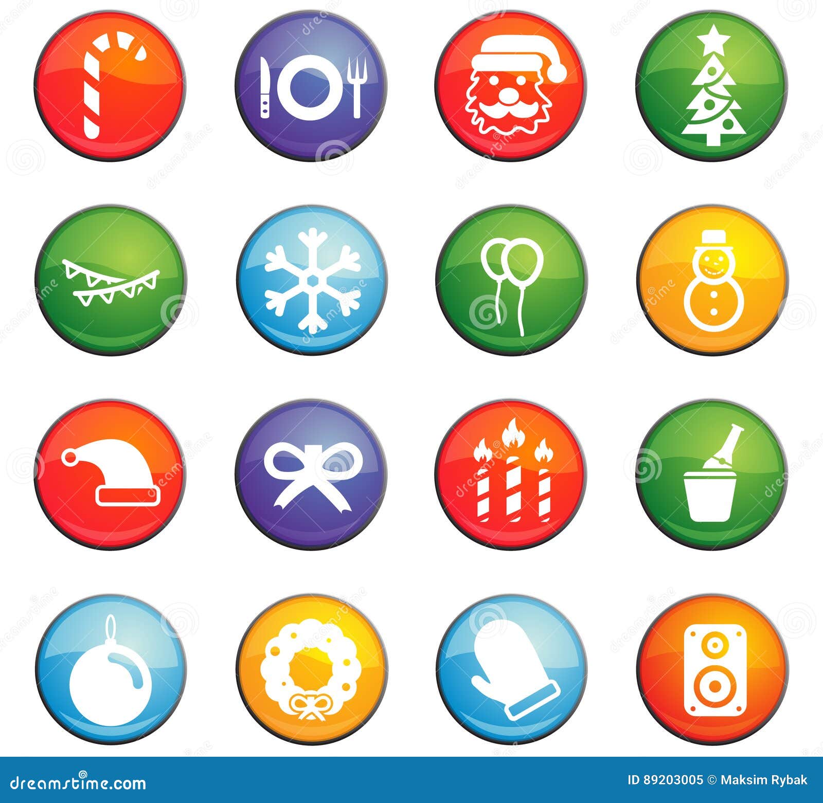 New year icon set stock illustration. Illustration of tree - 89203005