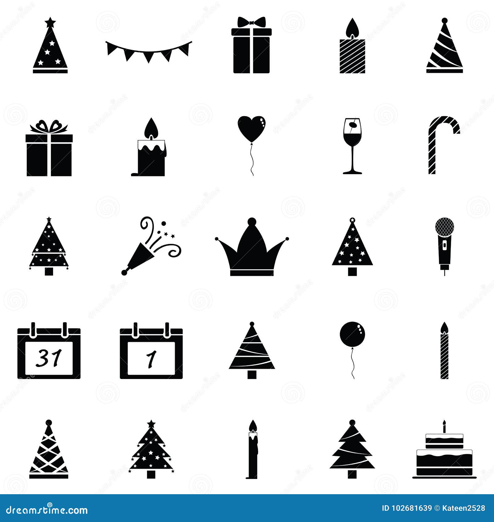 New year icon set stock illustration. Illustration of year - 102681639