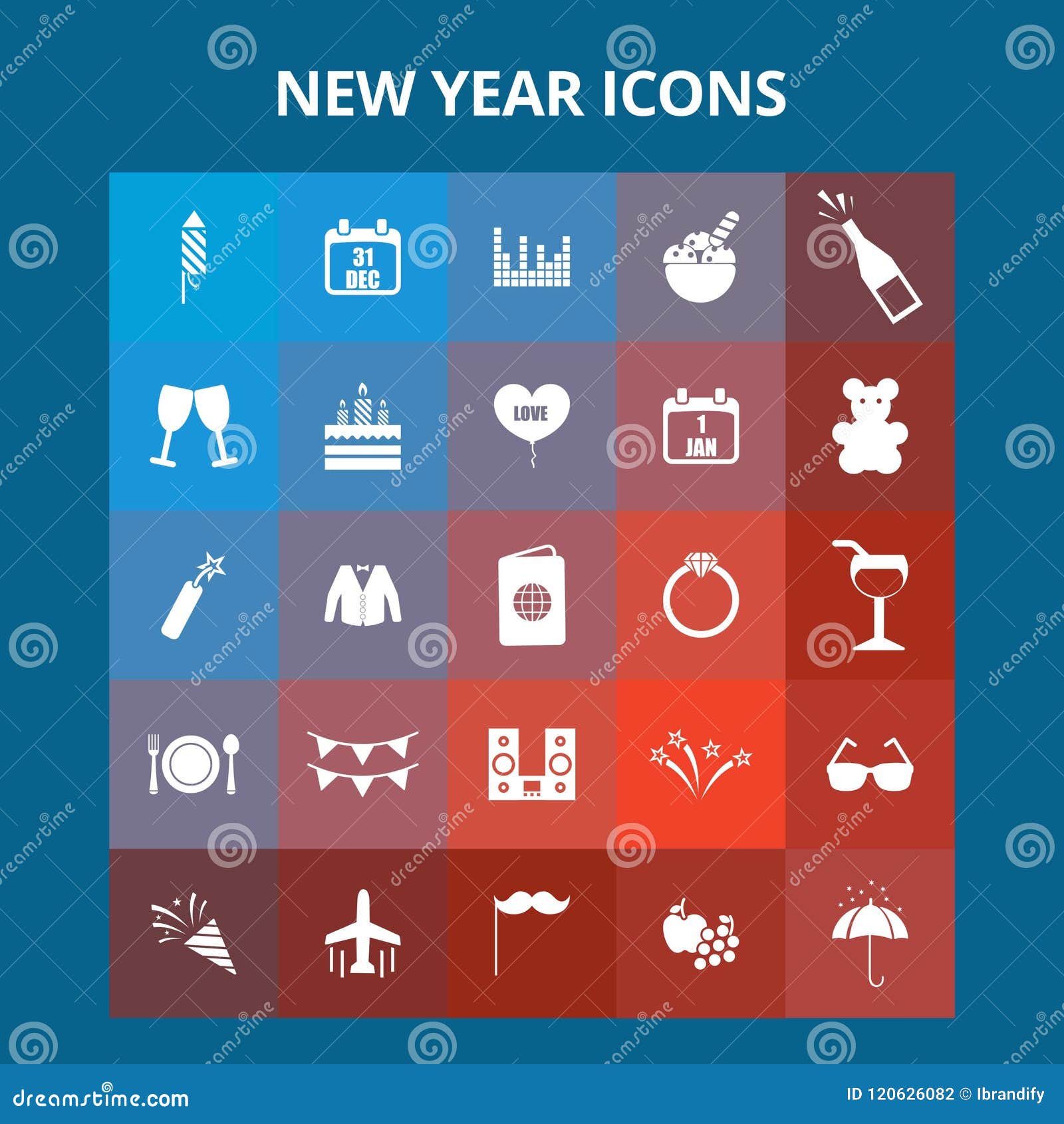 New Year Icons stock vector. Illustration of note, ball - 120626082