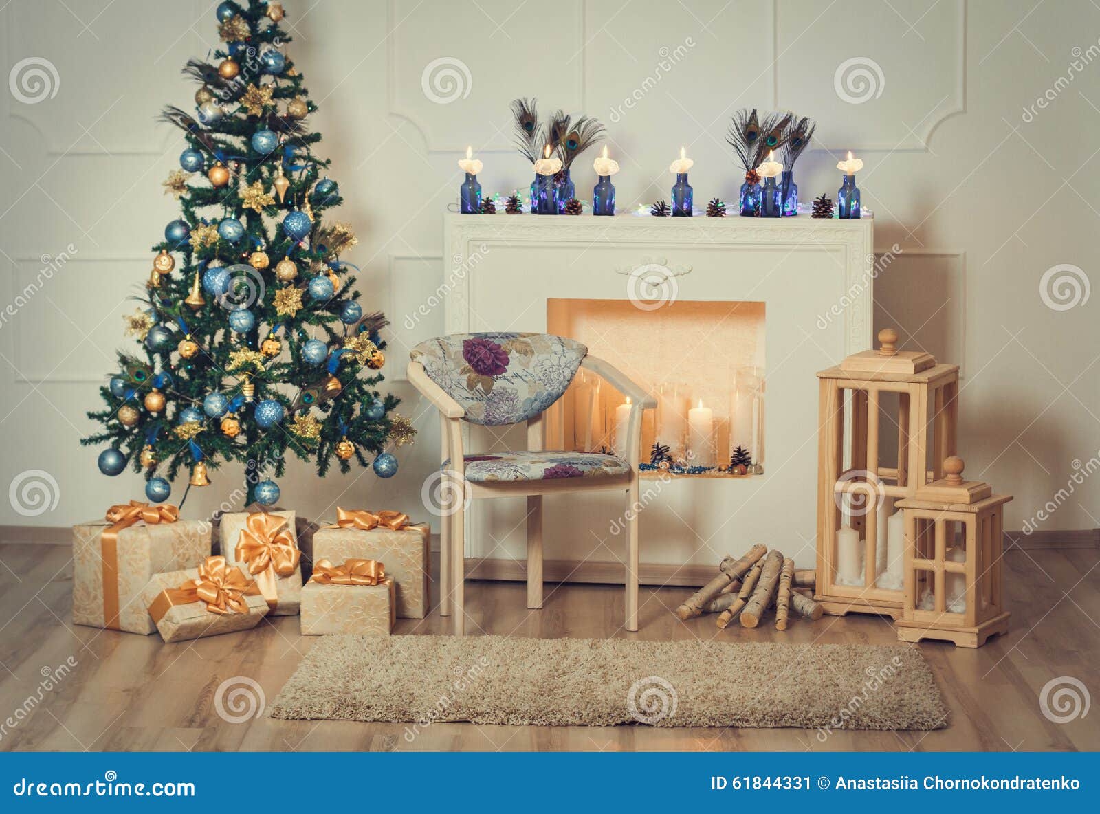 New Year Interior in Studio Stock Image - Image of miracle, lights ...