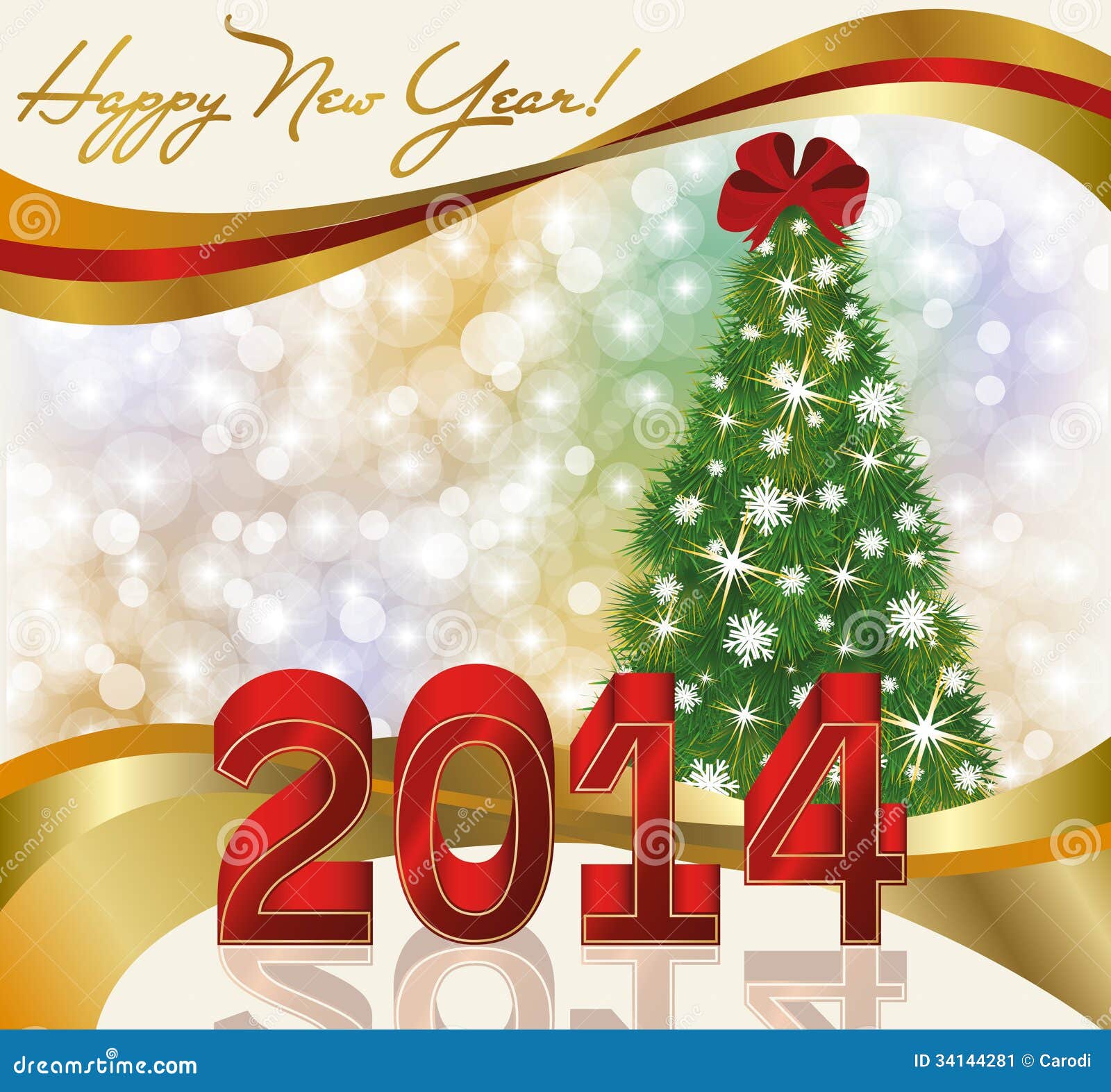 New 2014 Year Invitation Poster Stock Vector - Illustration of branch ...