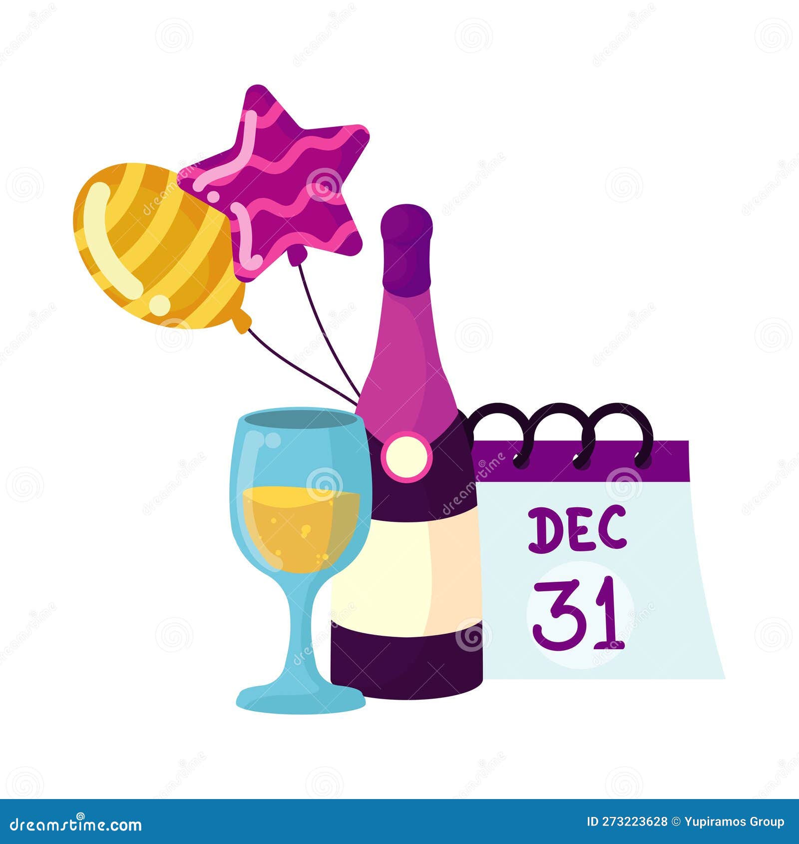 New year items stock vector. Illustration of toast, champagne - 273223628