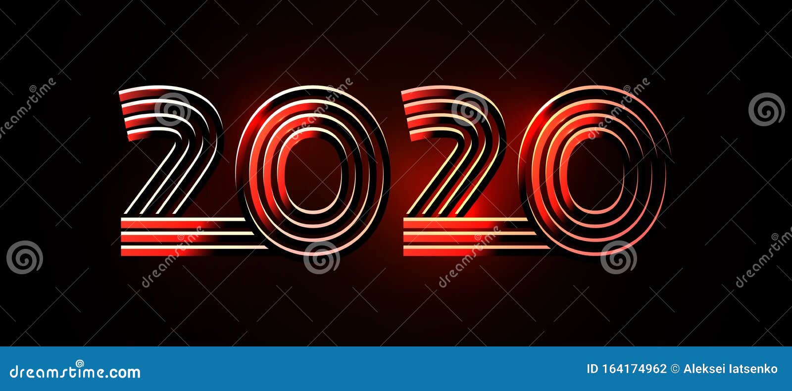 2020 New Year Lettering Retro Design Light Vector Stock Vector ...