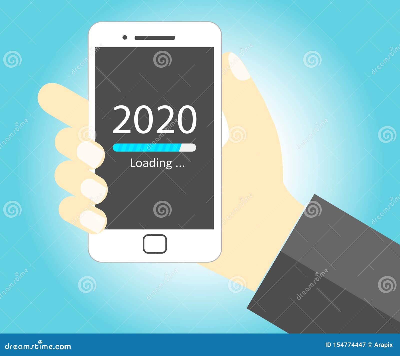 New Year 2020 loading stock vector. Illustration of finger - 154774447