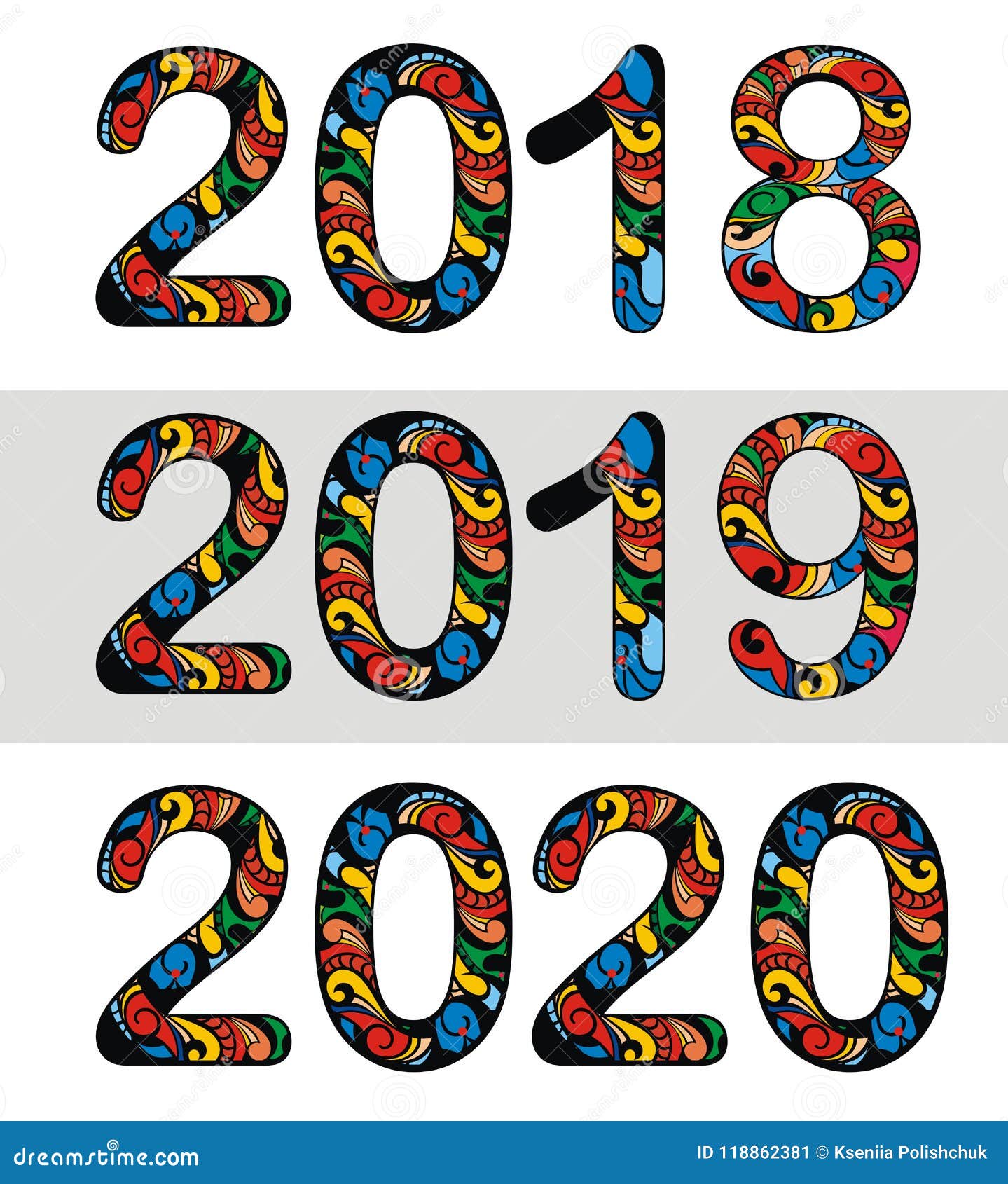 New Year 2018, 2019, 2020 Number Design Stock Vector - Illustration of ...
