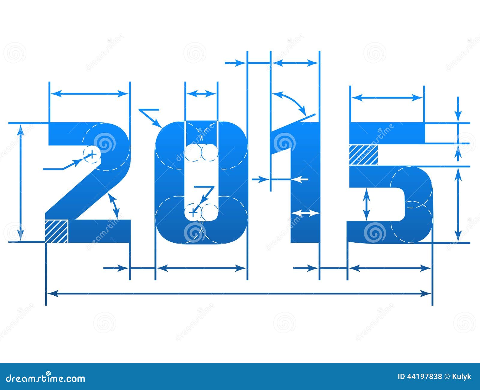 New Year 2015 Number with Dimension Lines Stock Vector - Illustration ...