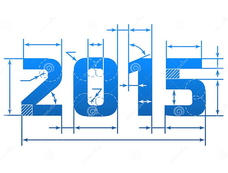 New Year 2015 Number with Dimension Lines Stock Vector - Illustration ...