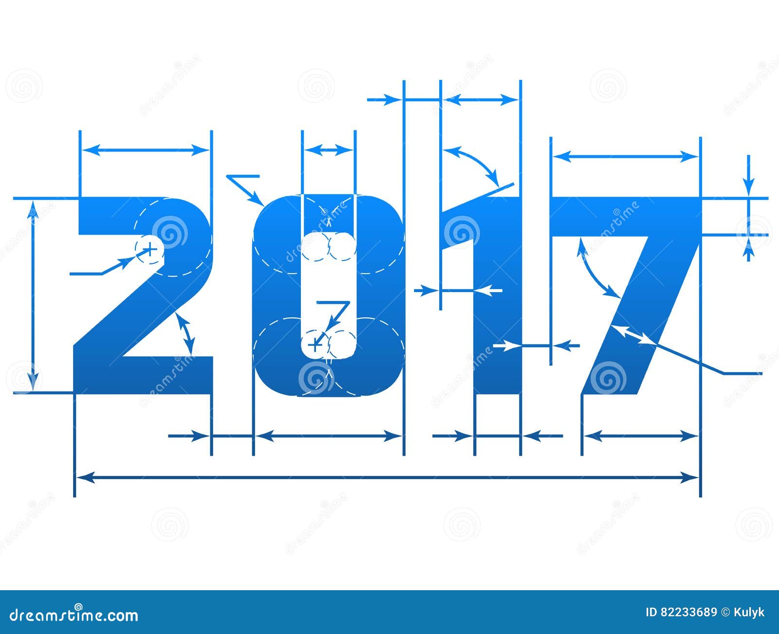 New Year 2017 Number with Dimension Lines Stock Vector - Illustration ...