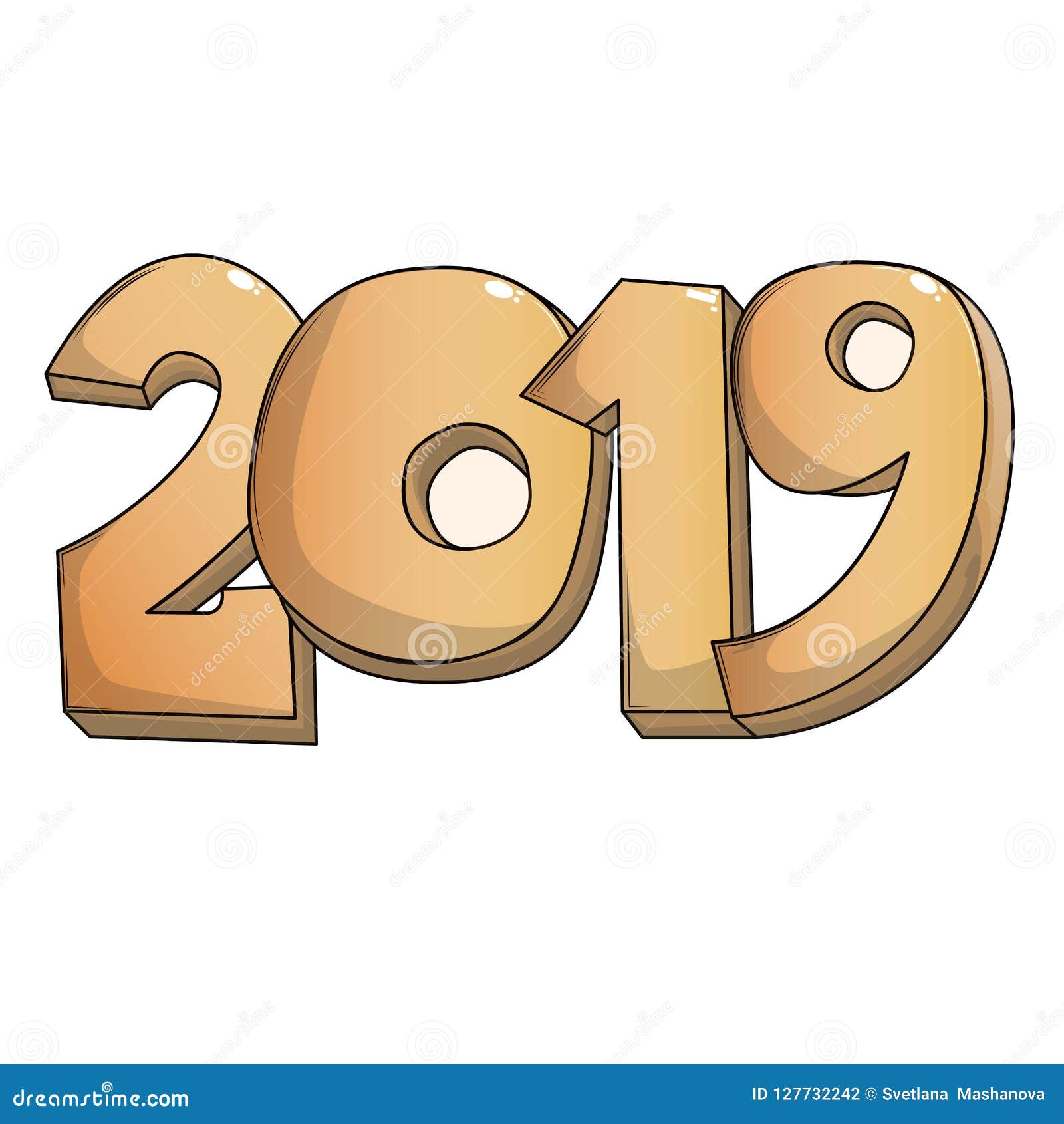 2019 New Year Numbers, Vector Eps 10 Stock Illustration - Illustration ...