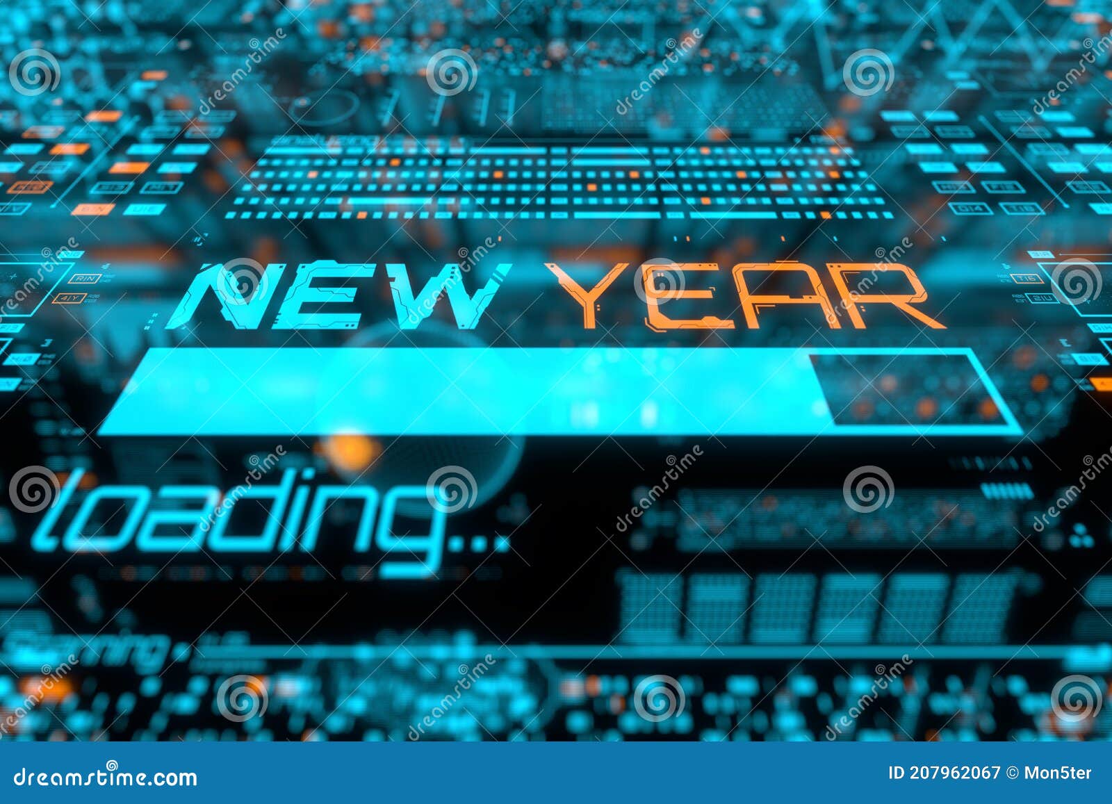 New Year Progress Bar on Digital Lcd Display with Reflection. Stock ...