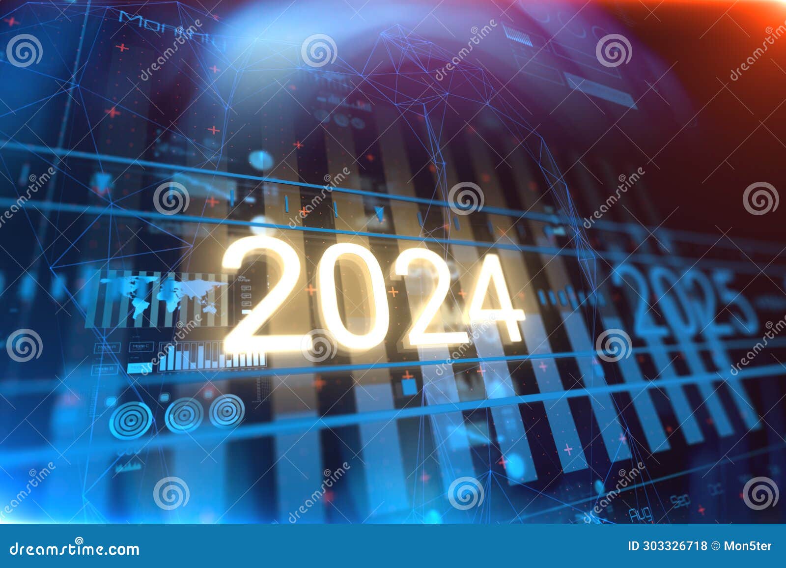 New 2024 Year Progress Bar on Digital Lcd Display with Reflection ...