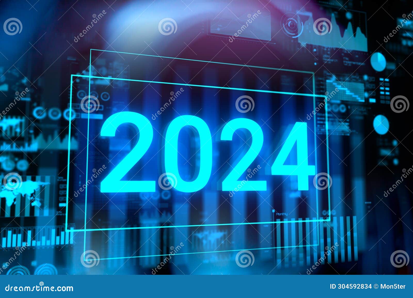 New 2024 Year Progress Bar on Digital Lcd Display with Reflection ...