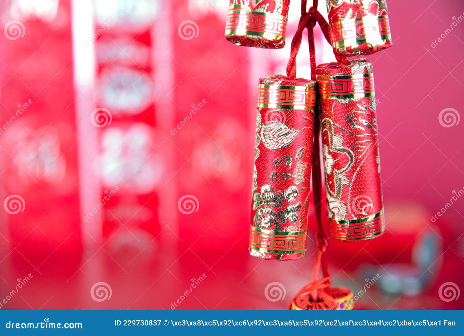 New Year Red Firecracker Decorations Stock Image - Image of custom ...