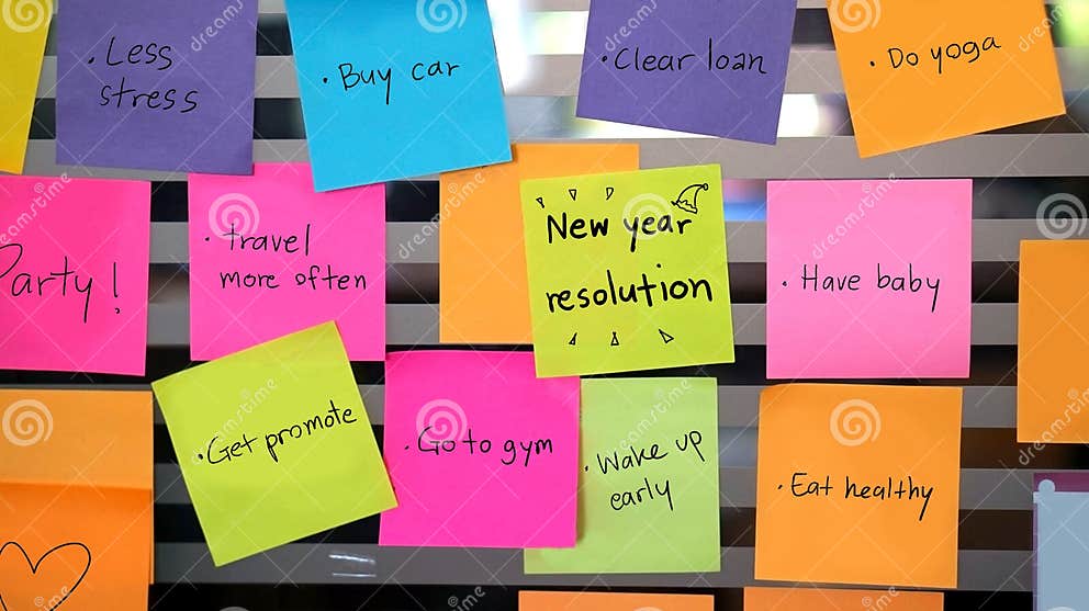 New Year Resolutions Post it Stock Image - Image of handwriting ...