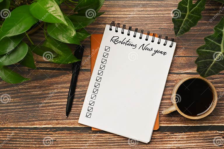 2024 New Year Resolutions on a Spiral Notebook. Self Improvement and ...