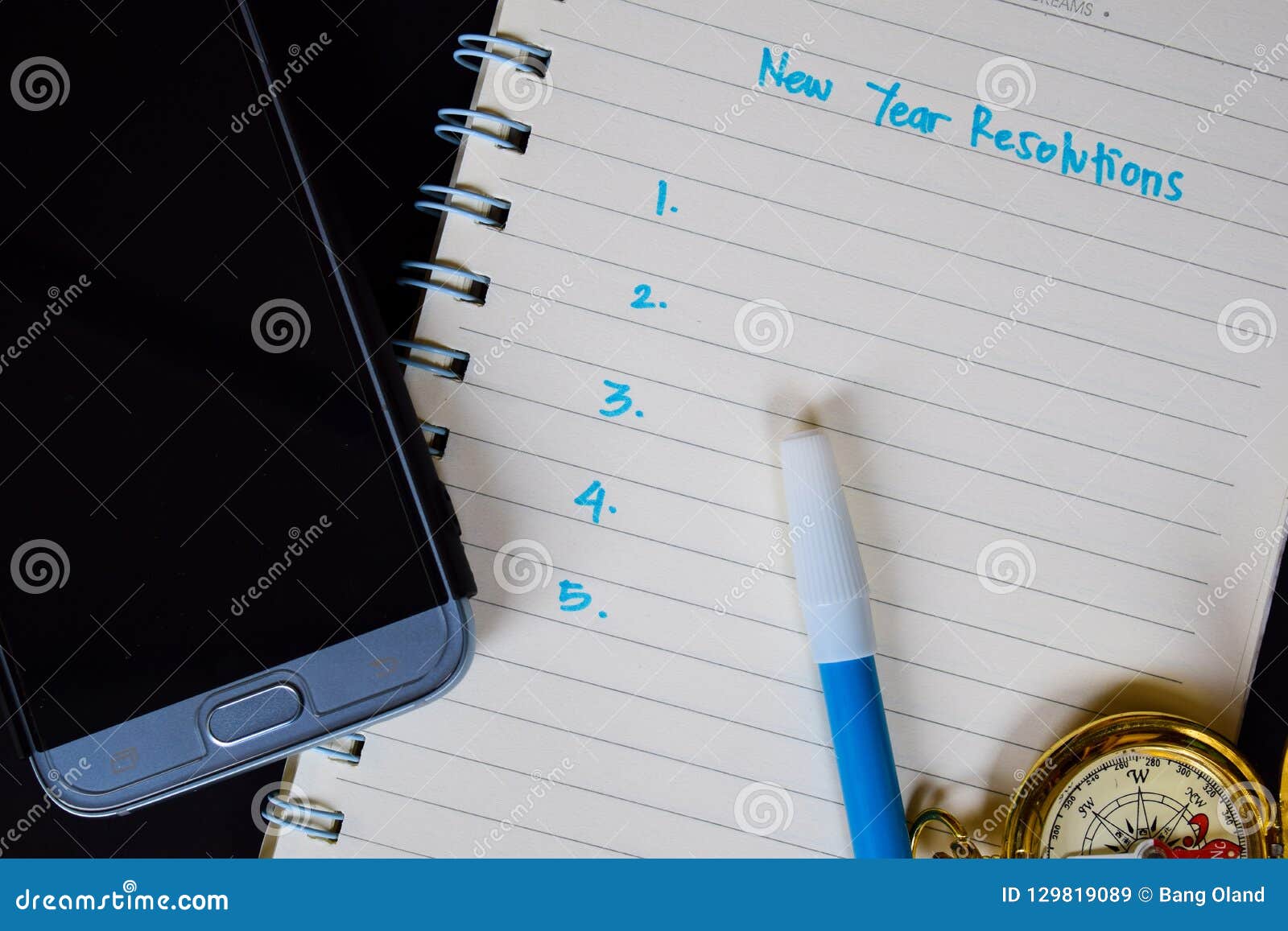 New Year Resolutions Text on Notebook Stock Image - Image of diary ...