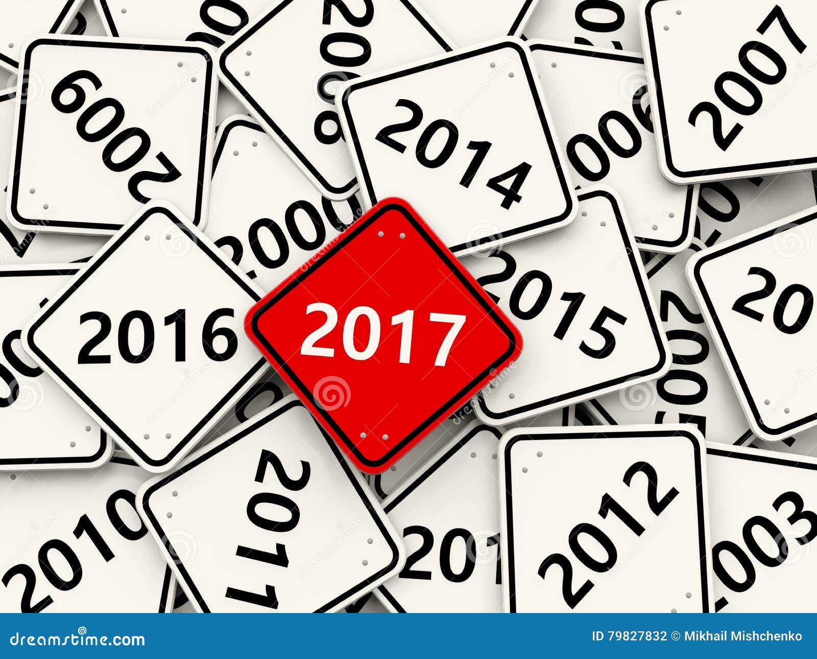 2017 New Year on Road Sign. Stock Illustration - Illustration of render ...