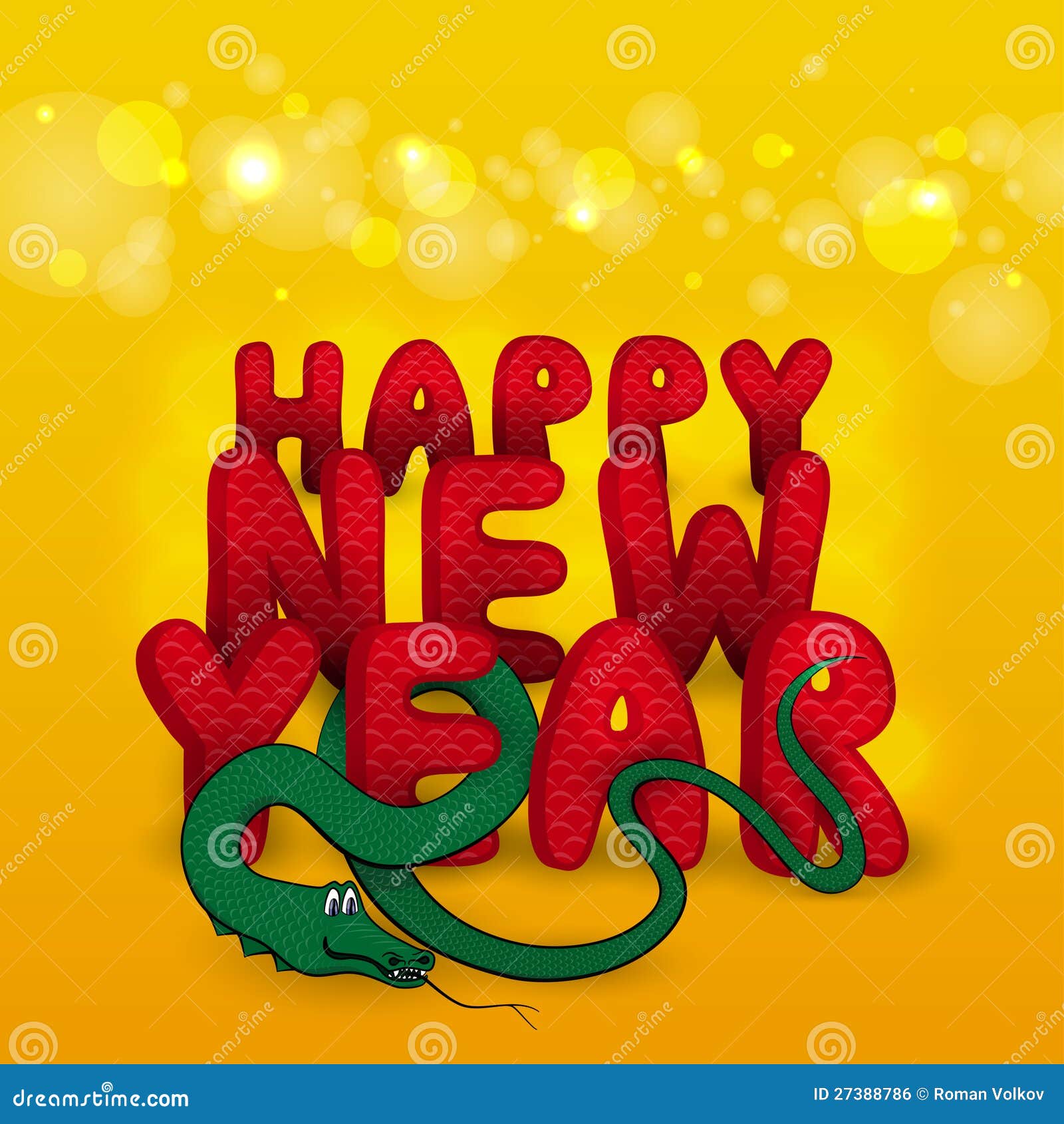 New Year s card with snake stock vector. Illustration of cartoon - 27388786