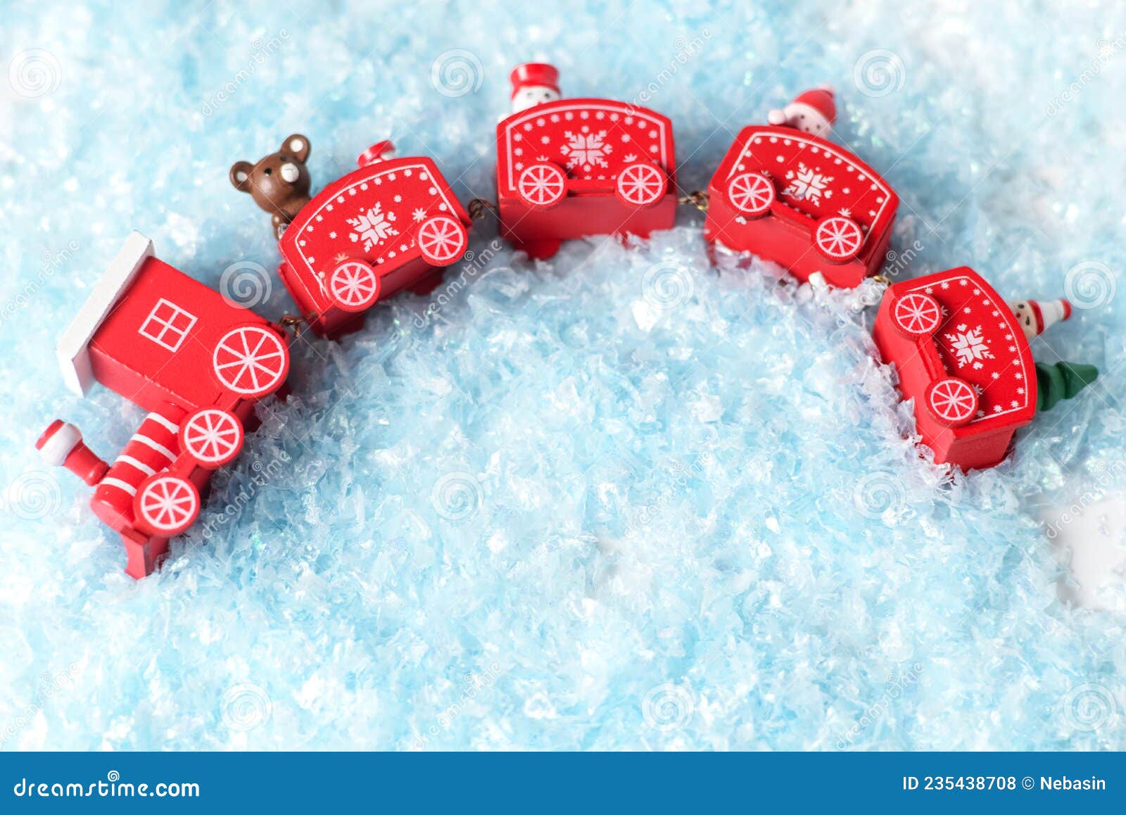 New Year`s, Christmas Red Toy Train in the Snow Stock Photo - Image of ...