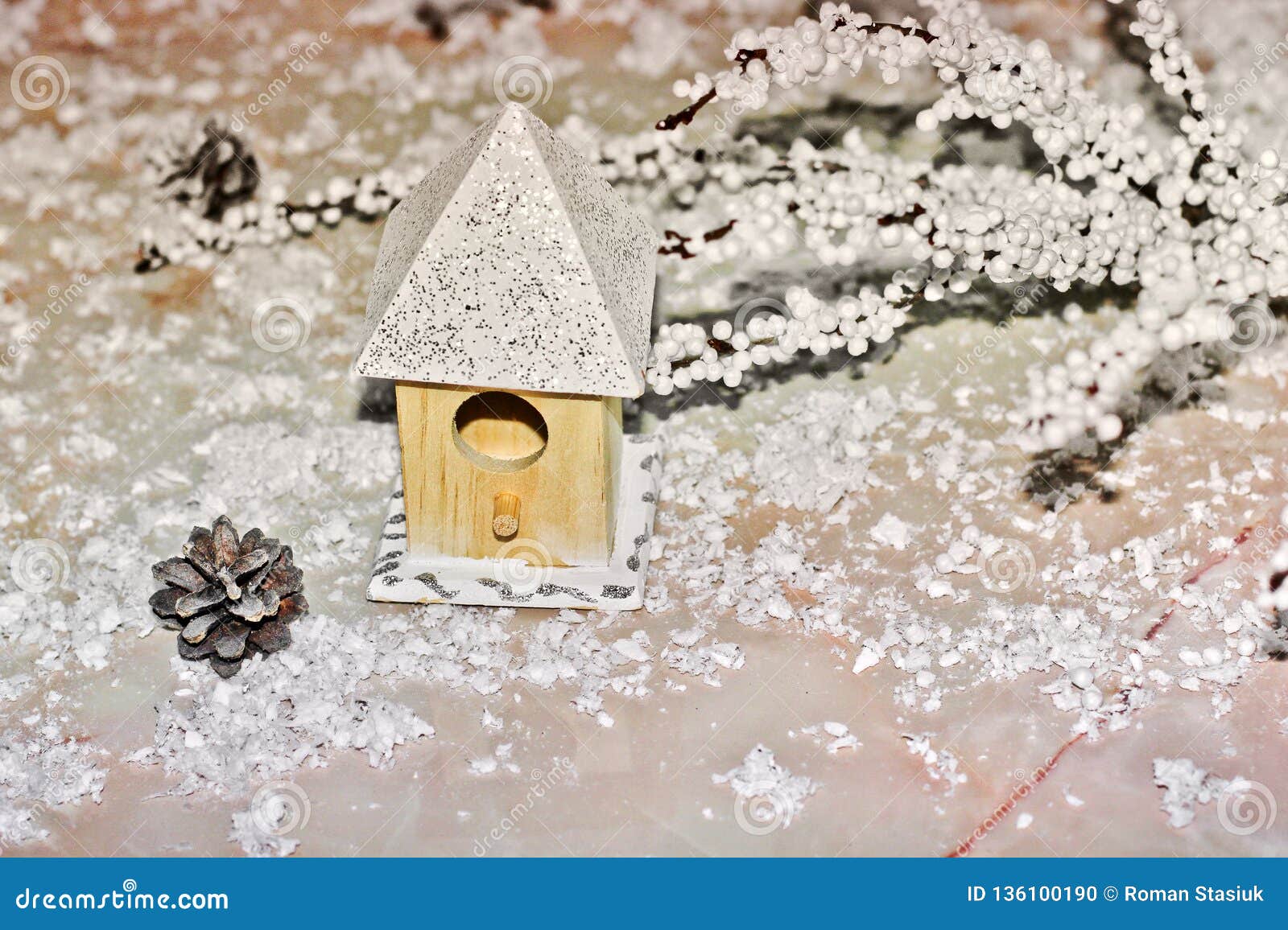 Composition Of House Formed With Green Leaves Over Opened Door In Empty ...