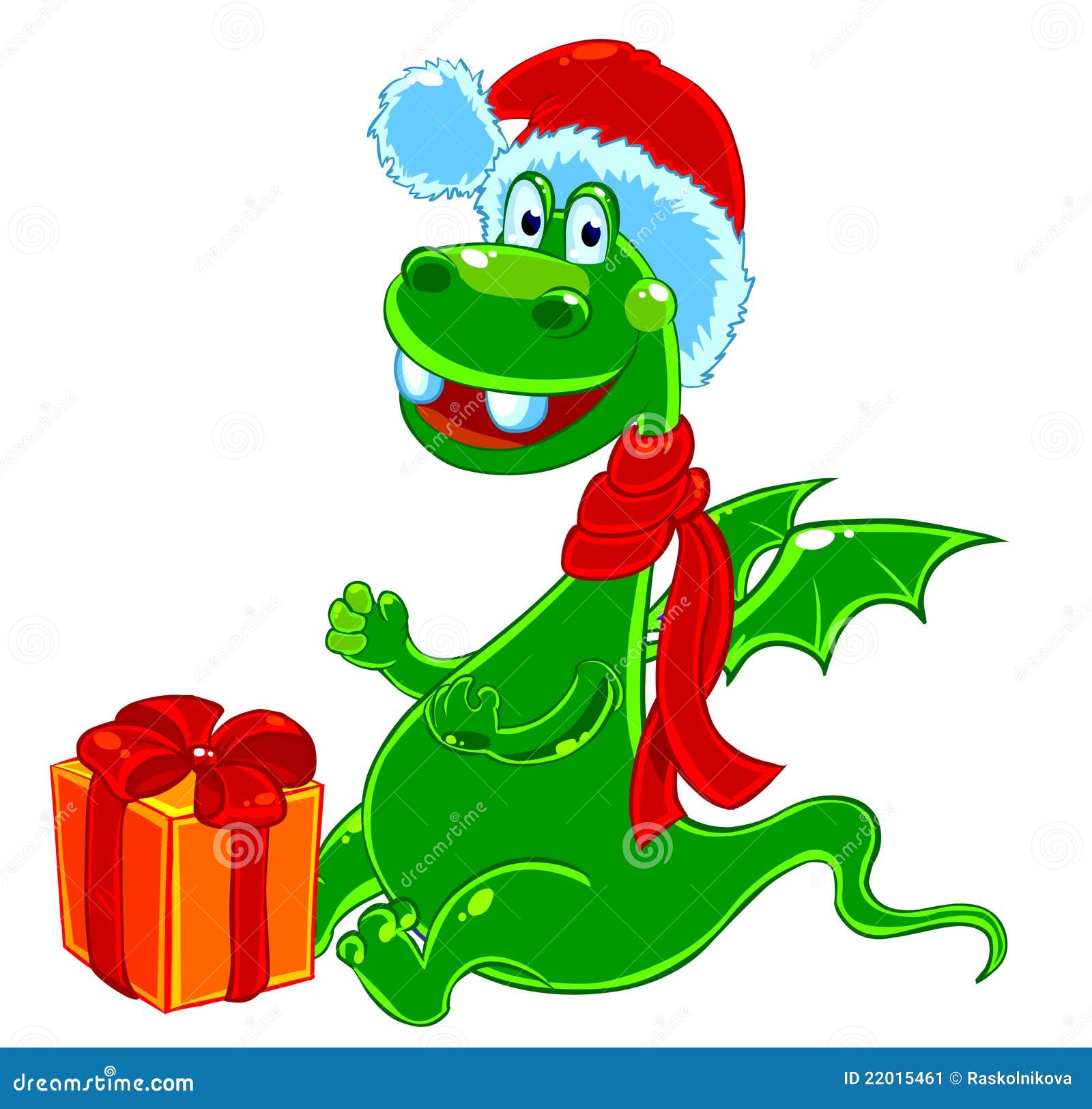 New Year S Dragon with a Gift Stock Vector - Illustration of comical ...