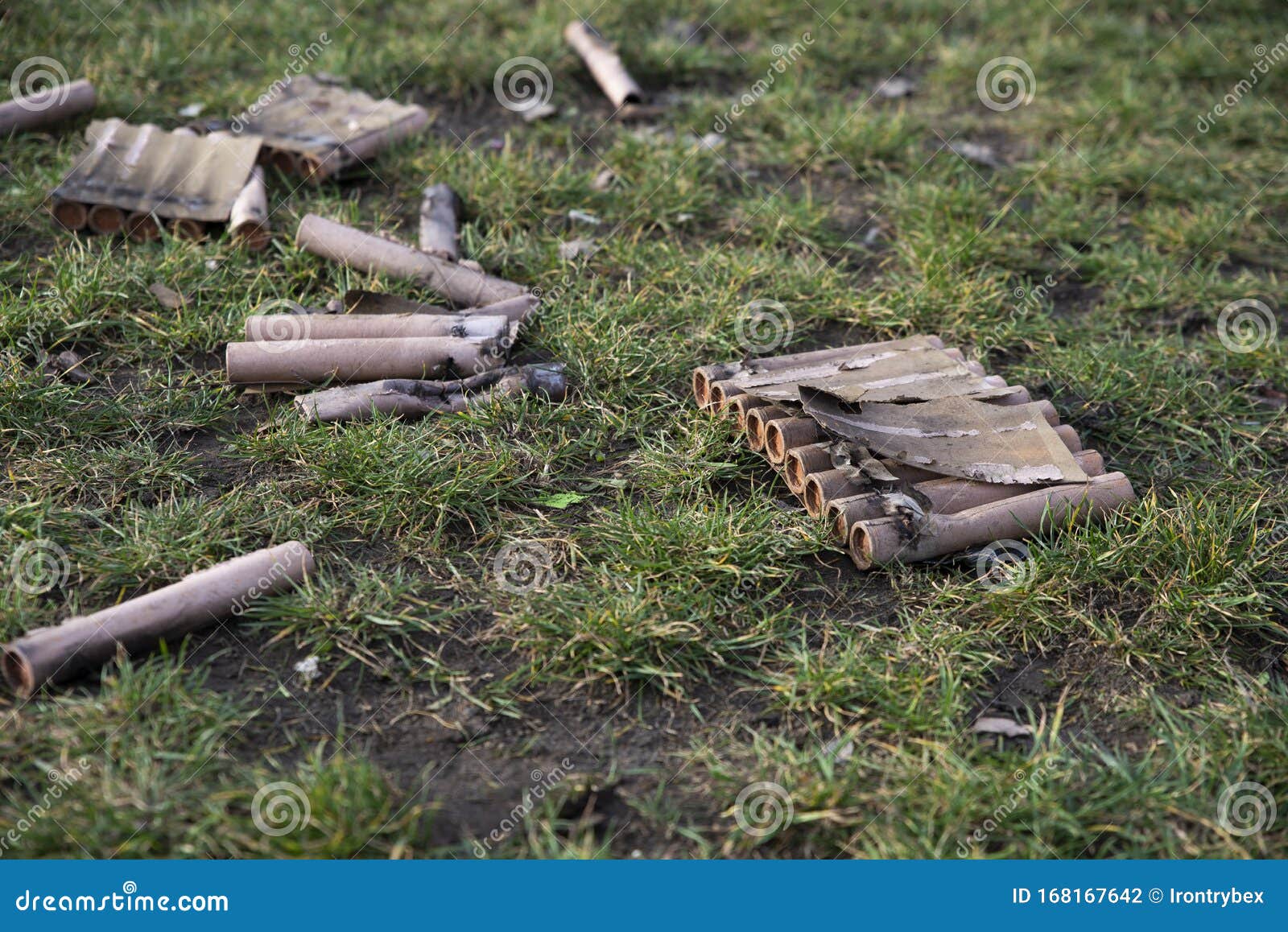 New Year`s Eve Exploded Fireworks is on the Grass Stock Photo - Image ...