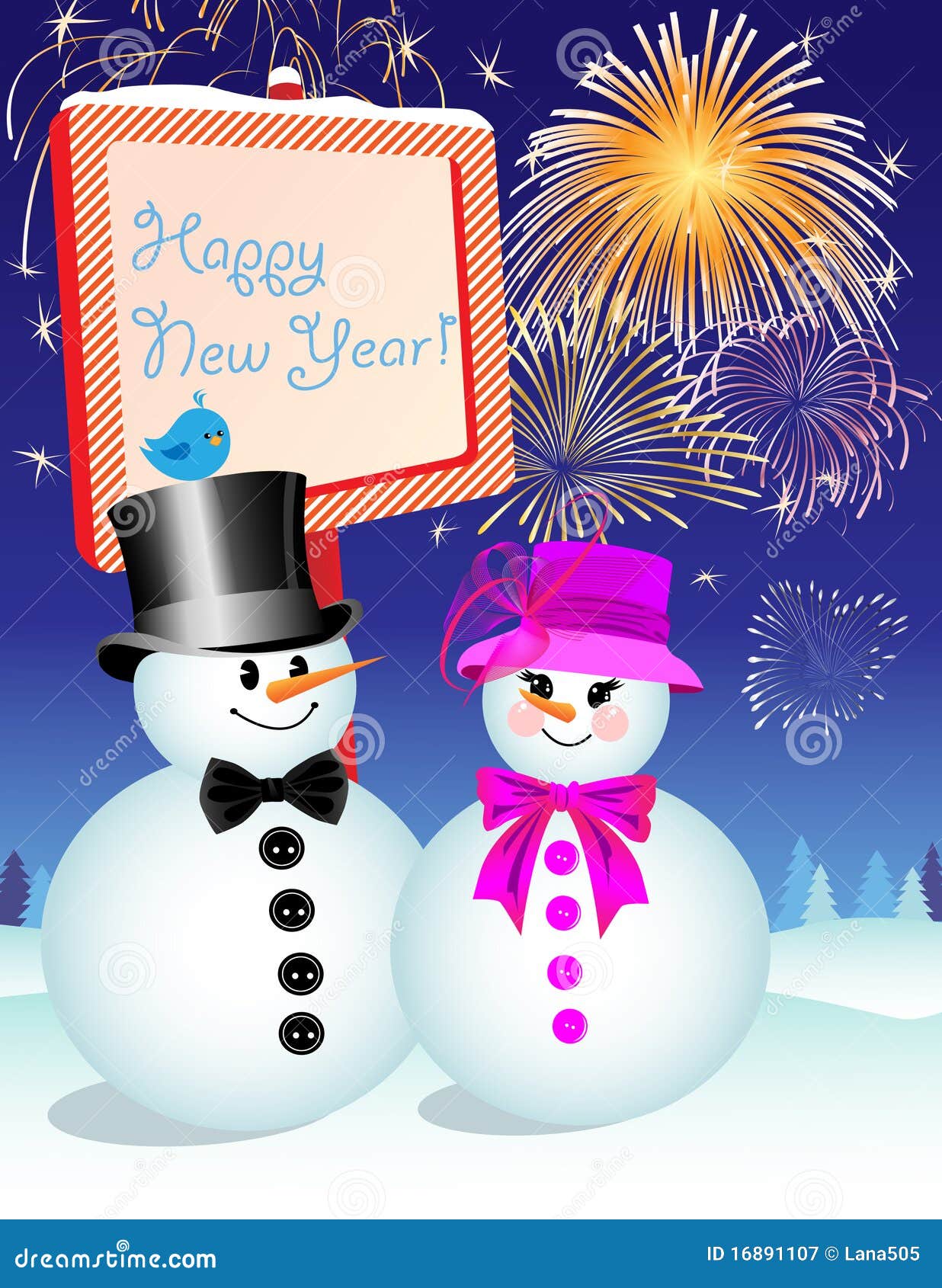 New Year s Eve: Snowman stock illustration. Illustration of snowflakes ...