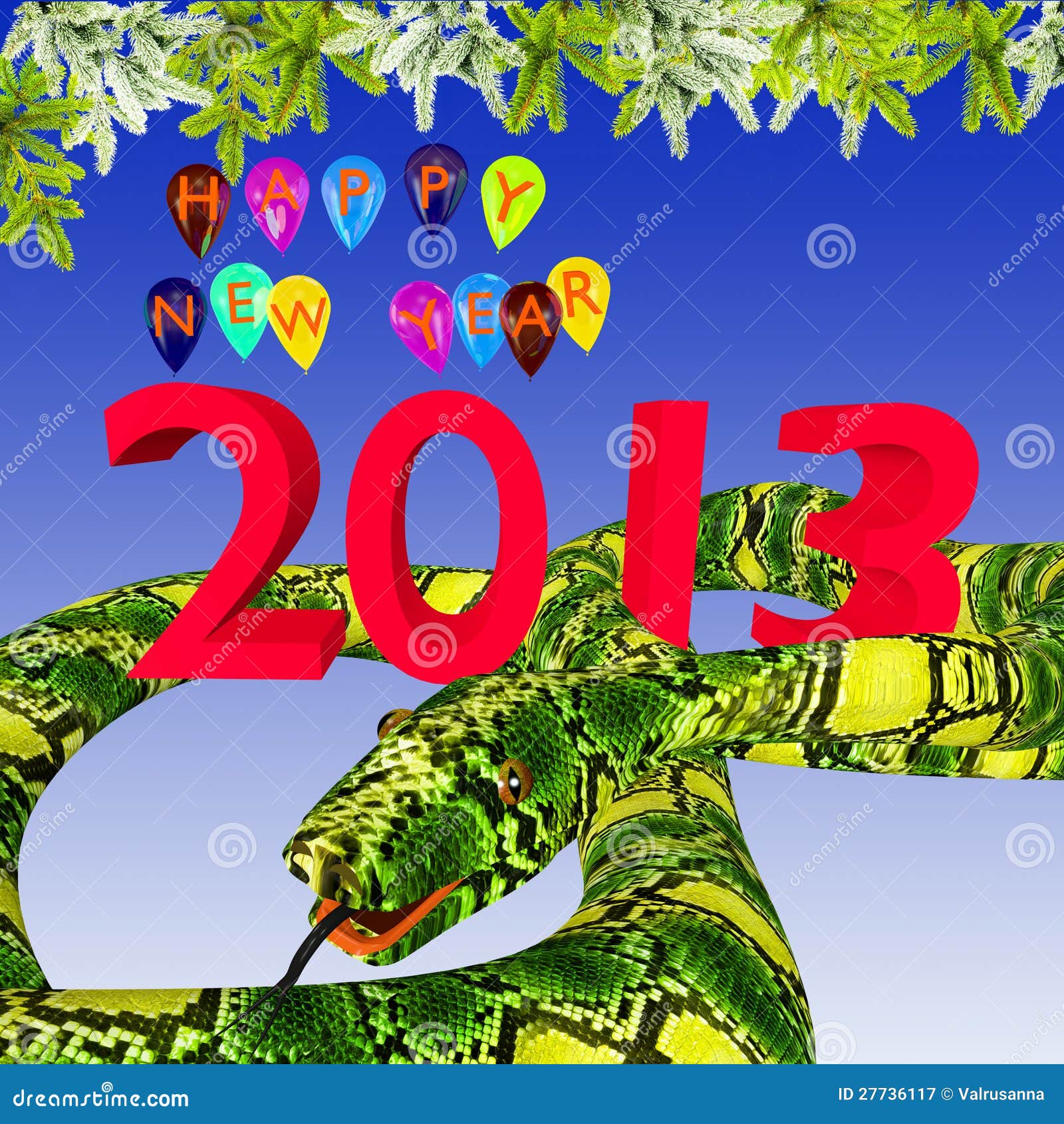 New Year S Festive Background with Snake Stock Illustration ...